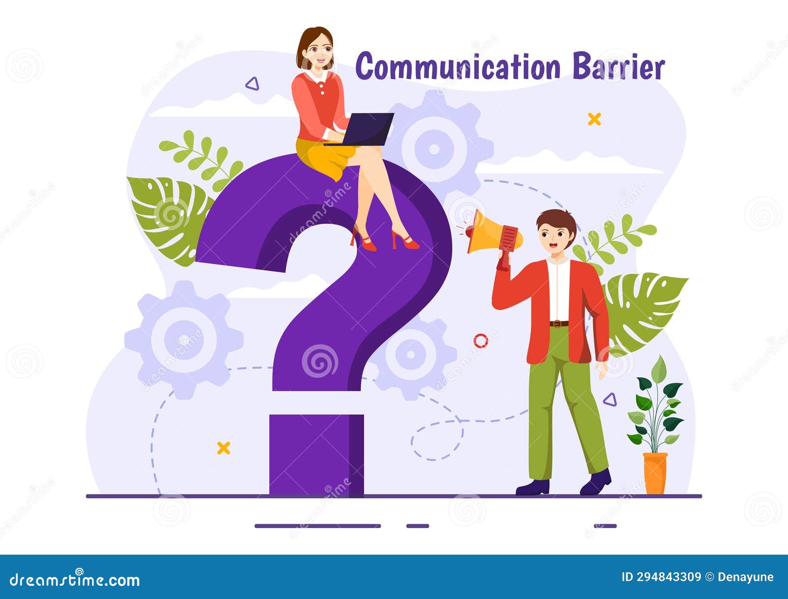 Communication Barrier Vector Illustration with Bad Communications ...