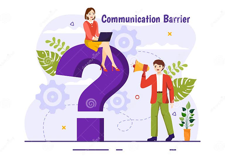 Communication Barrier Vector Illustration with Bad Communications ...