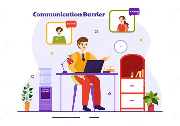 Communication Barrier Vector Illustration with Bad Communications ...