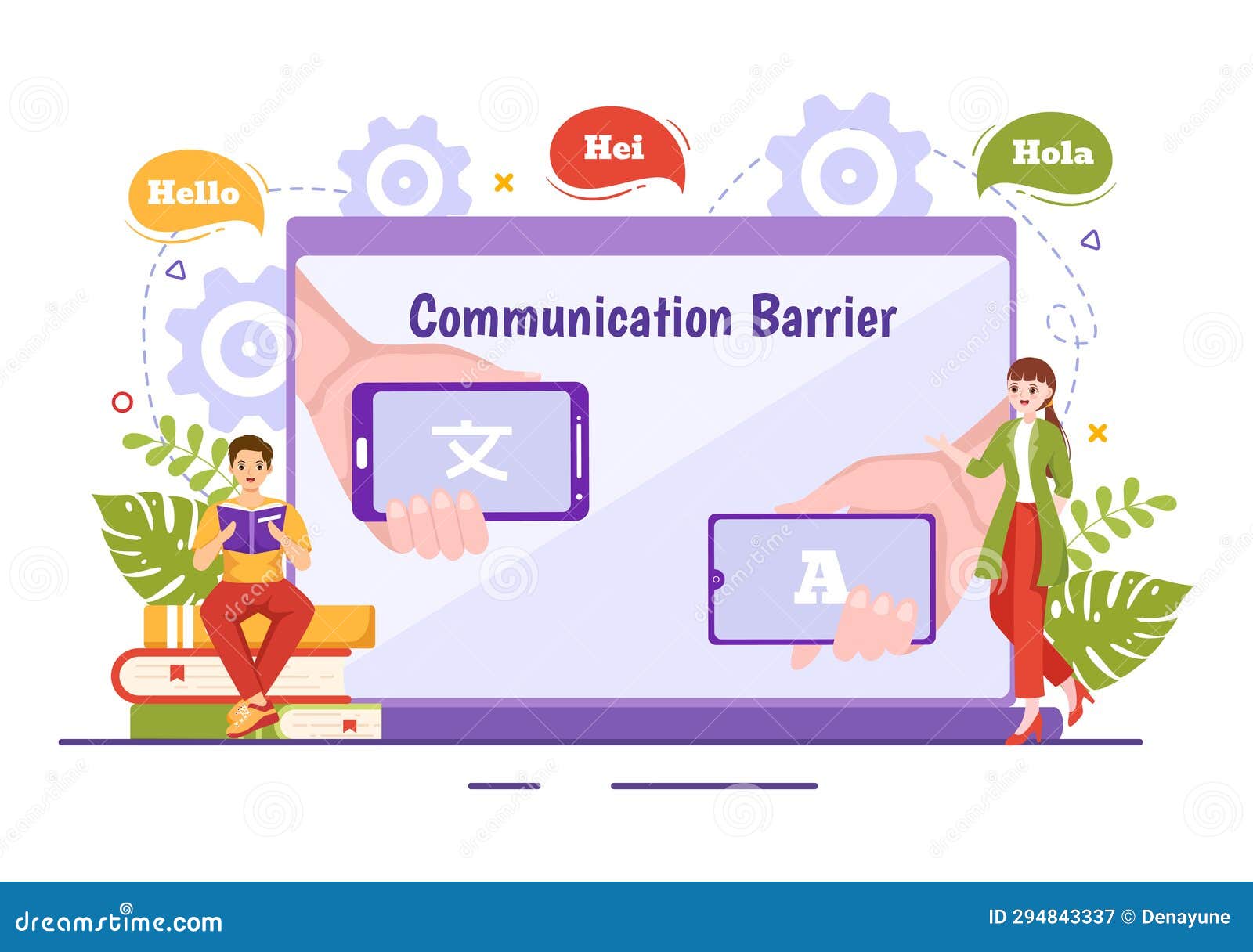 Communication Barrier Vector Illustration With Bad Communications ...