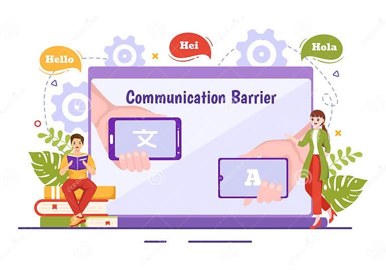 Communication Barrier Vector Illustration with Bad Communications ...