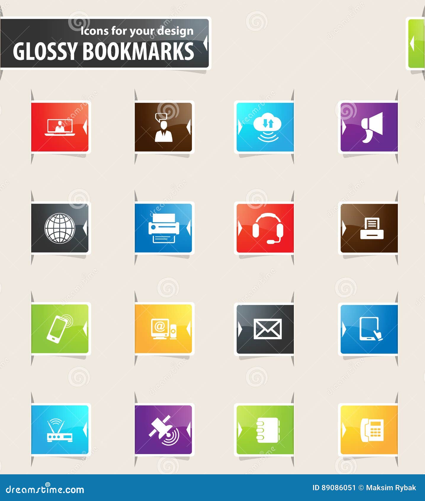 Communication Bookmark Icons Stock Vector - Illustration of office ...