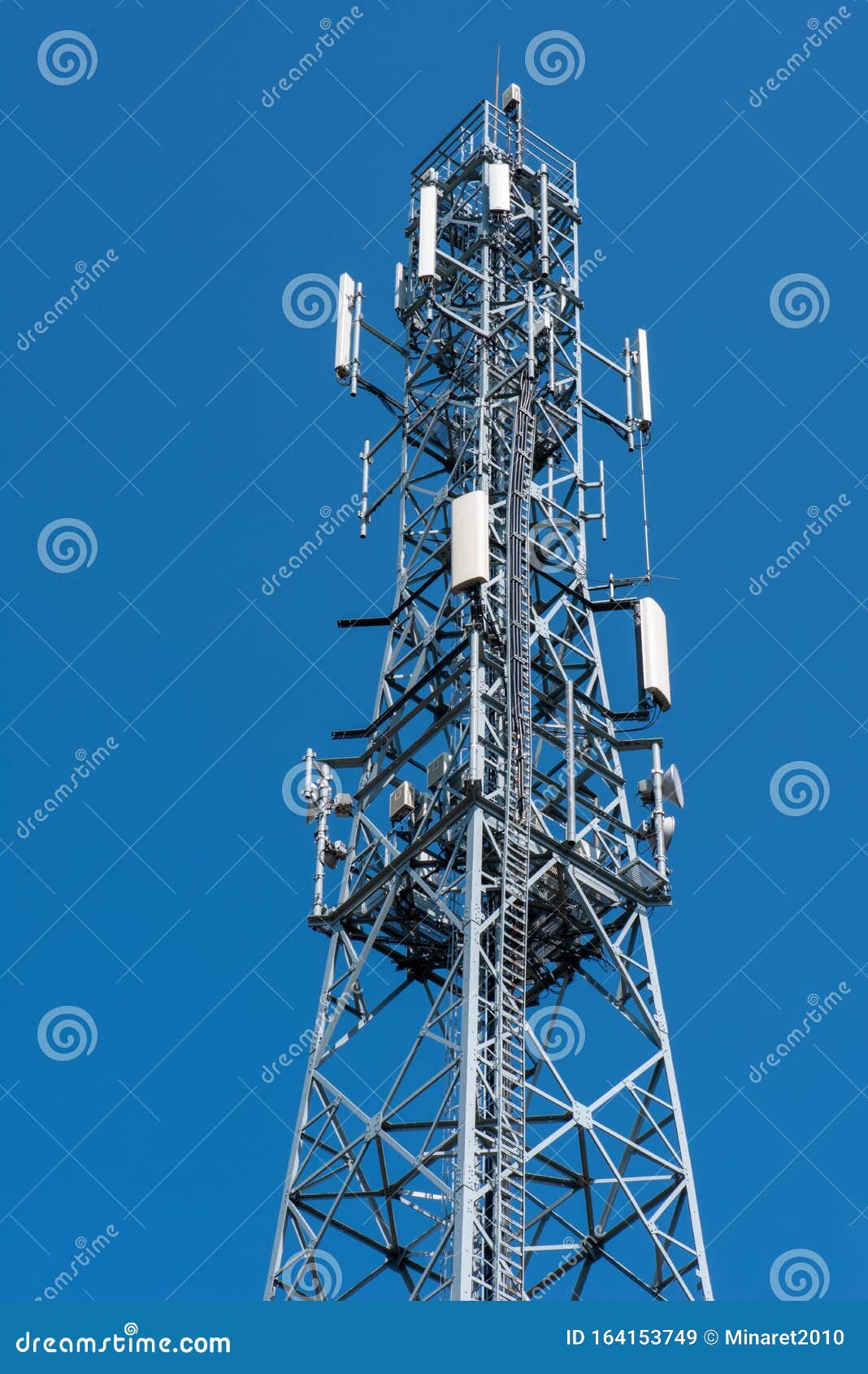 Communication Broadcasting Tower with Blue Sky Stock Image - Image of ...