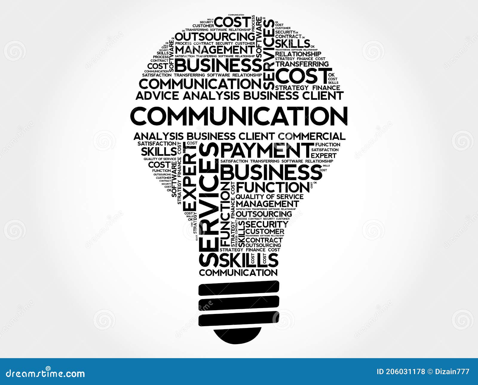 Communication Bulb Word Cloud Stock Illustration - Illustration of ...