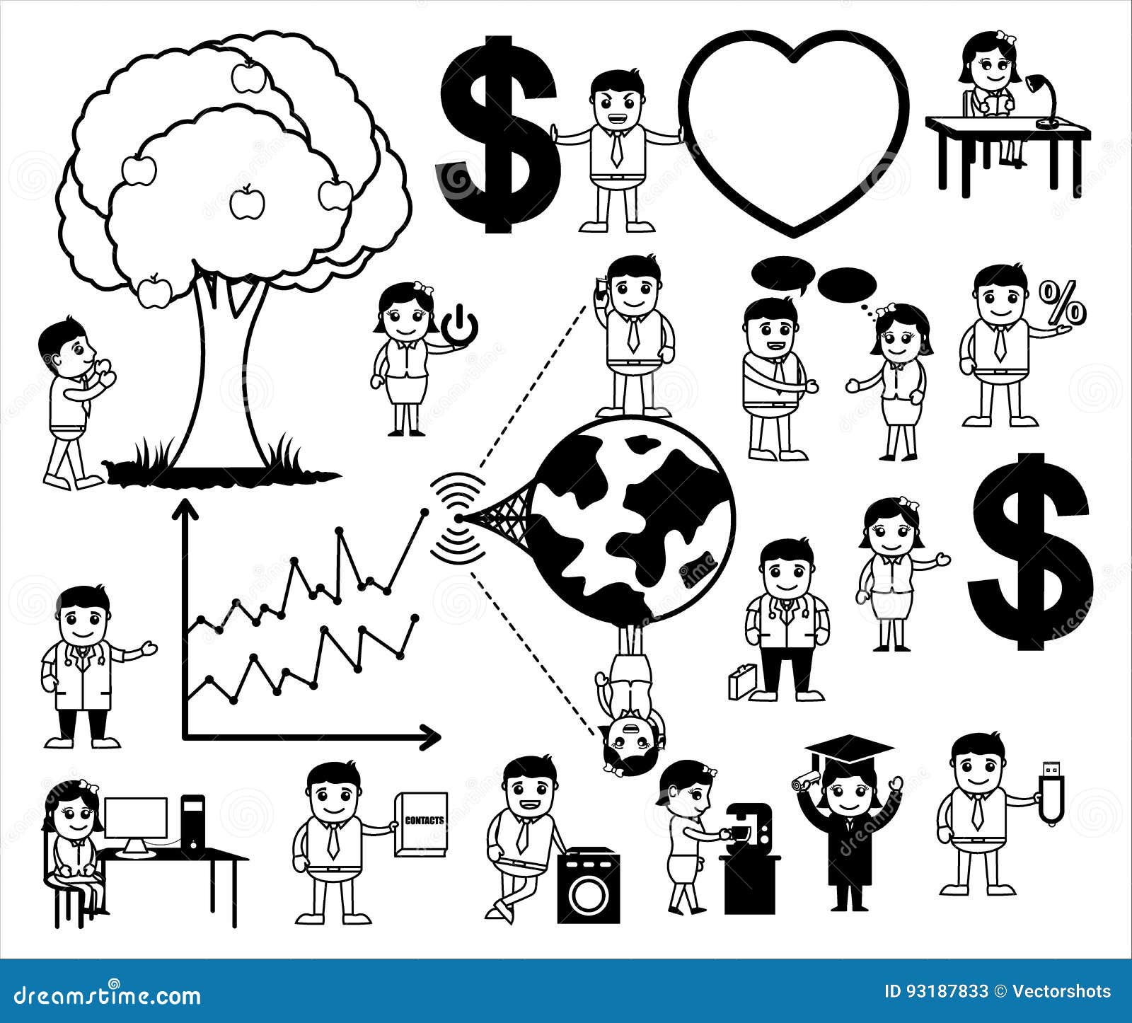 Communication and Business Cartoon Graphics Stock Vector - Illustration ...