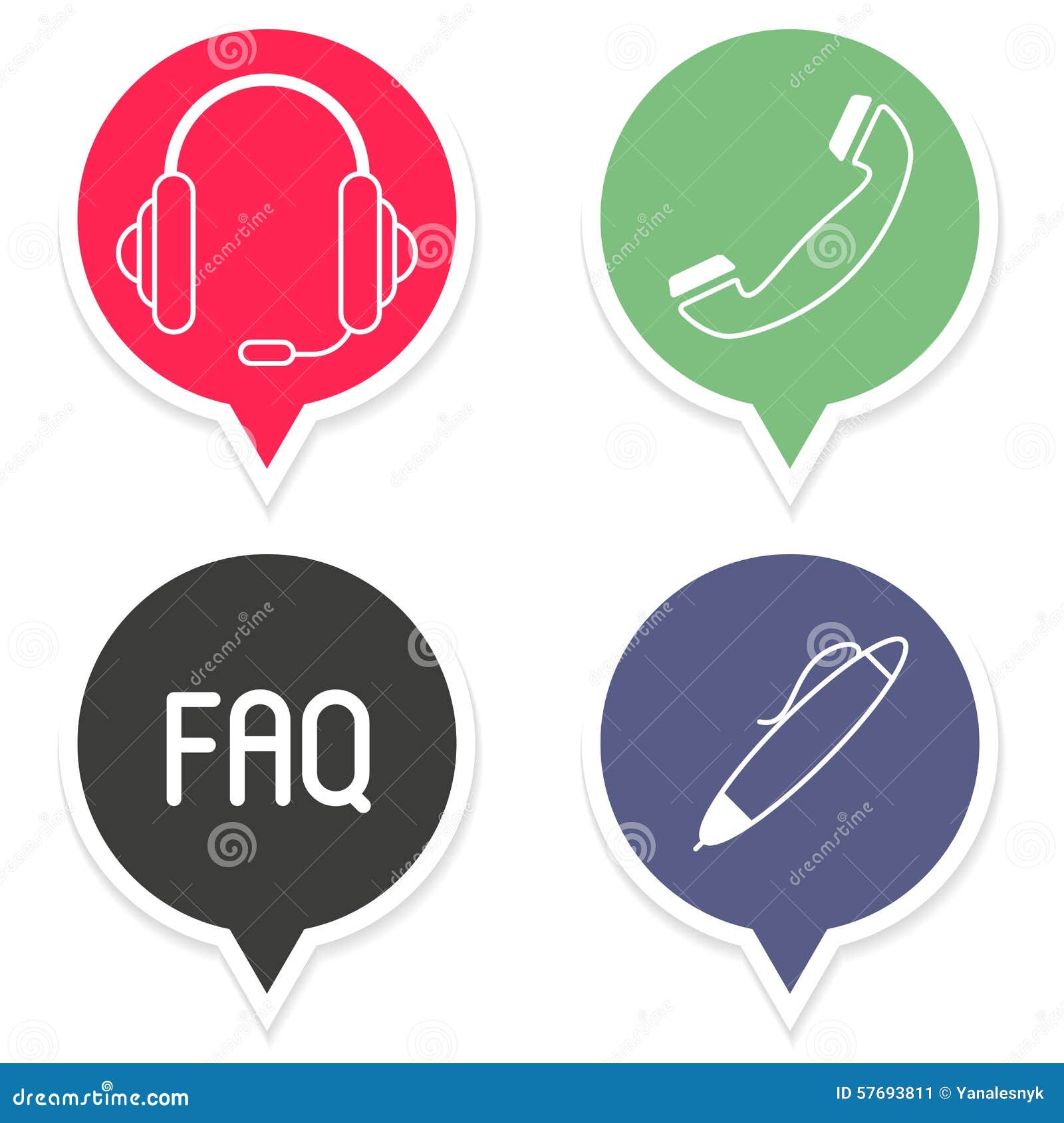 Communication Call Center Help Signs, Vector Label Set Stock Vector ...