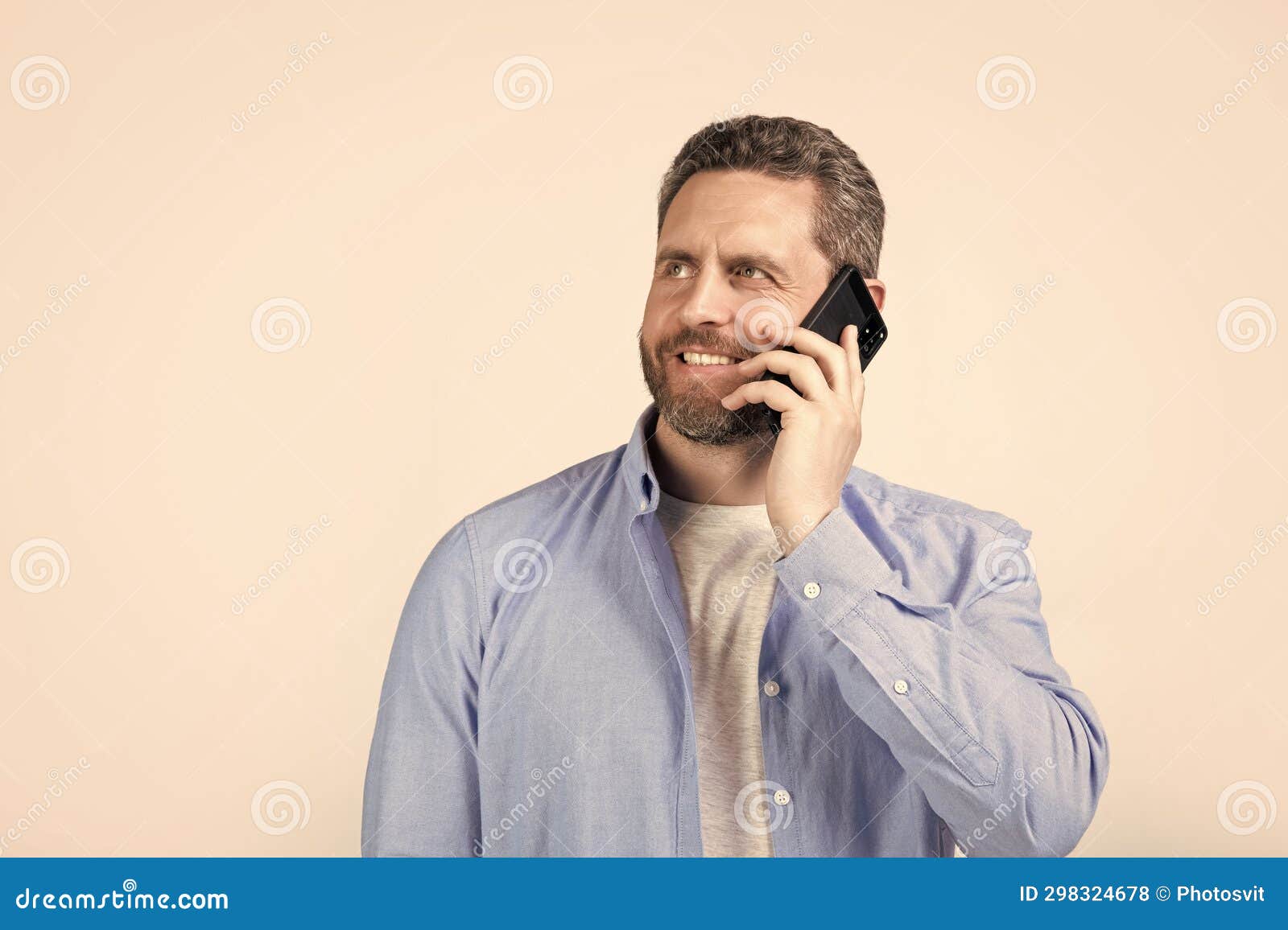 Communication Call of Happy Man. Having Communication Call Stock Photo ...
