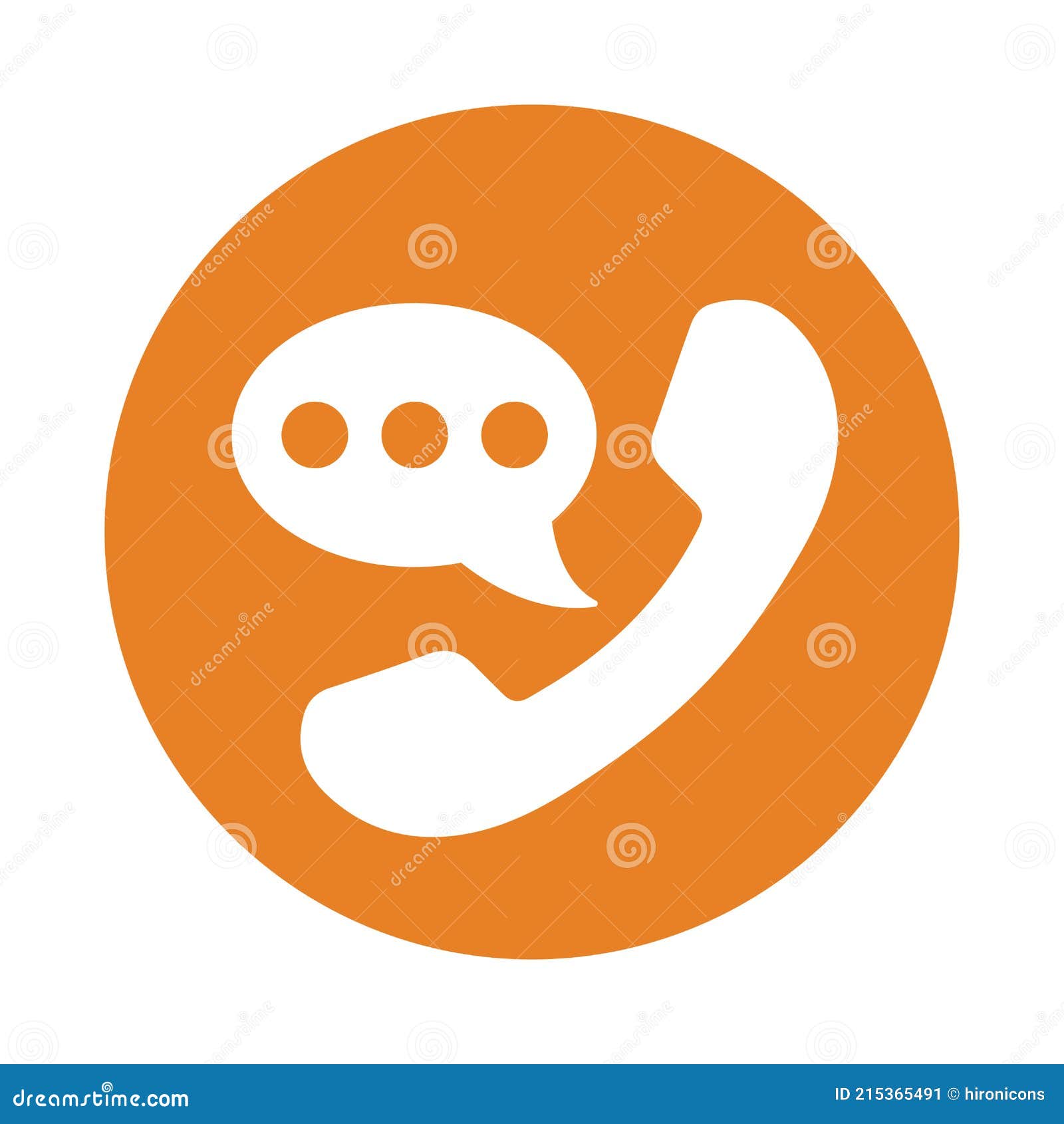 Communication, Call and Message Icon. Rounded Orange Color Vector Stock ...