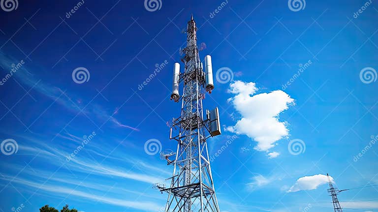 Communication Cell Tower Building Stock Illustration - Illustration of ...