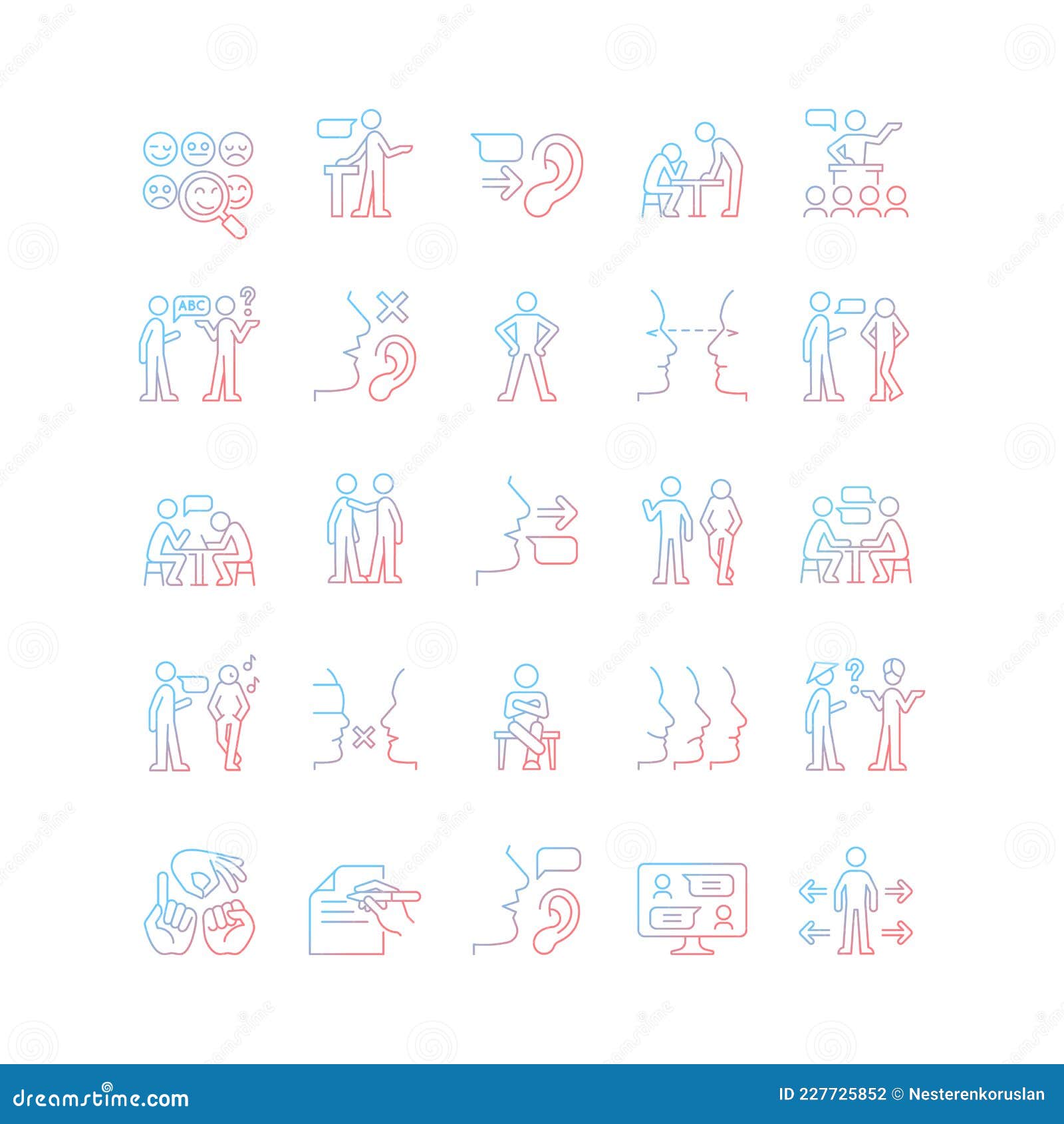 Communication Channel Gradient Linear Vector Icons Set Stock Vector ...