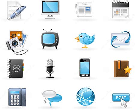 Communication Channels Icon Set Stock Vector - Illustration of blog ...