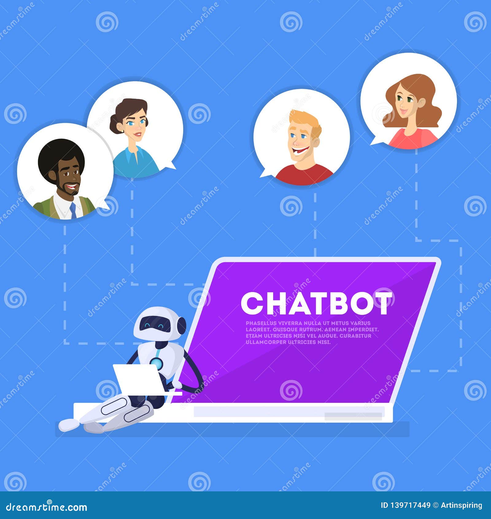 Communication with a Chatbot Concept. Customer Service Stock Vector ...