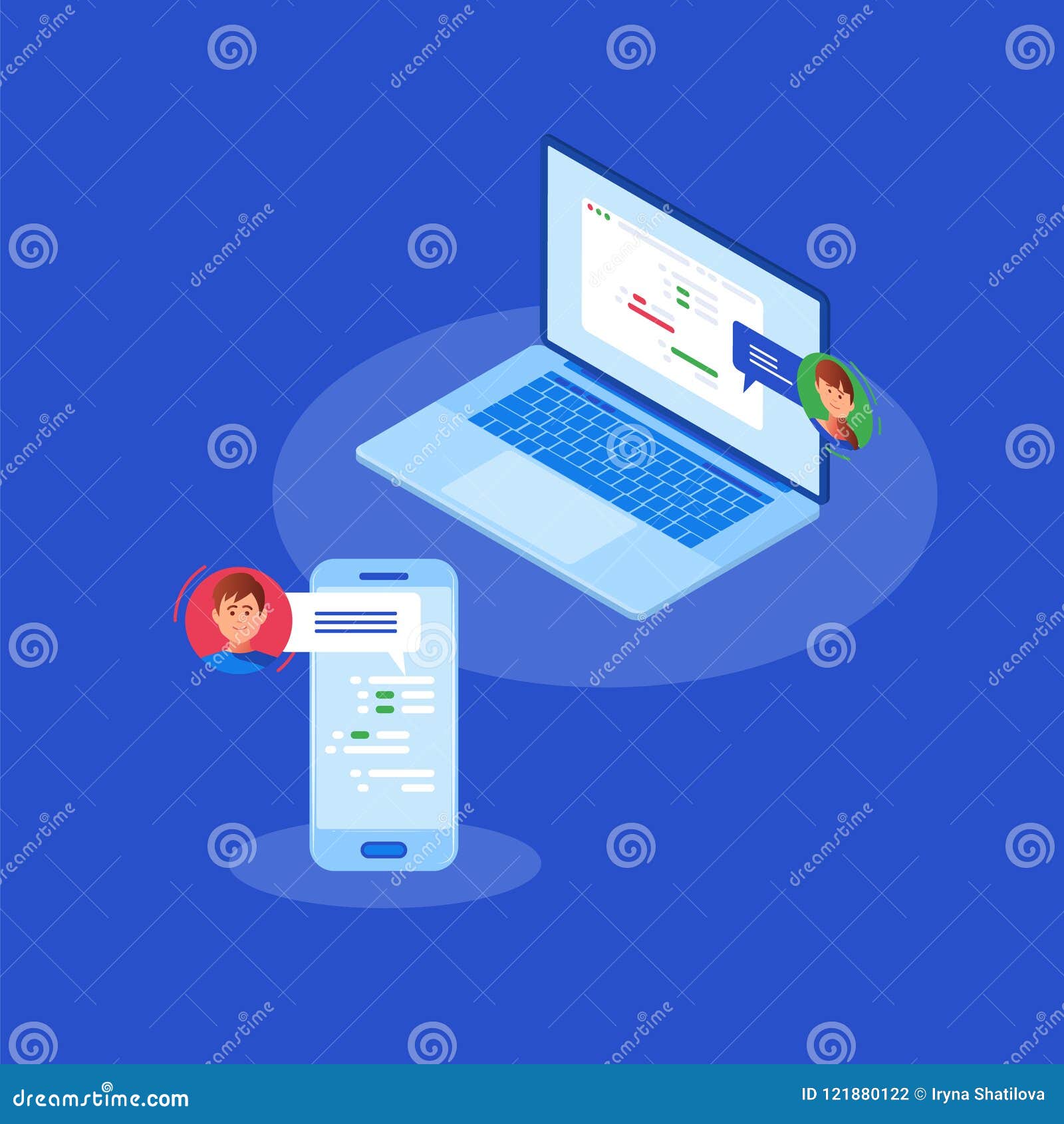 Communication, Chatting. Isometrics Flat Style. Stock Vector ...