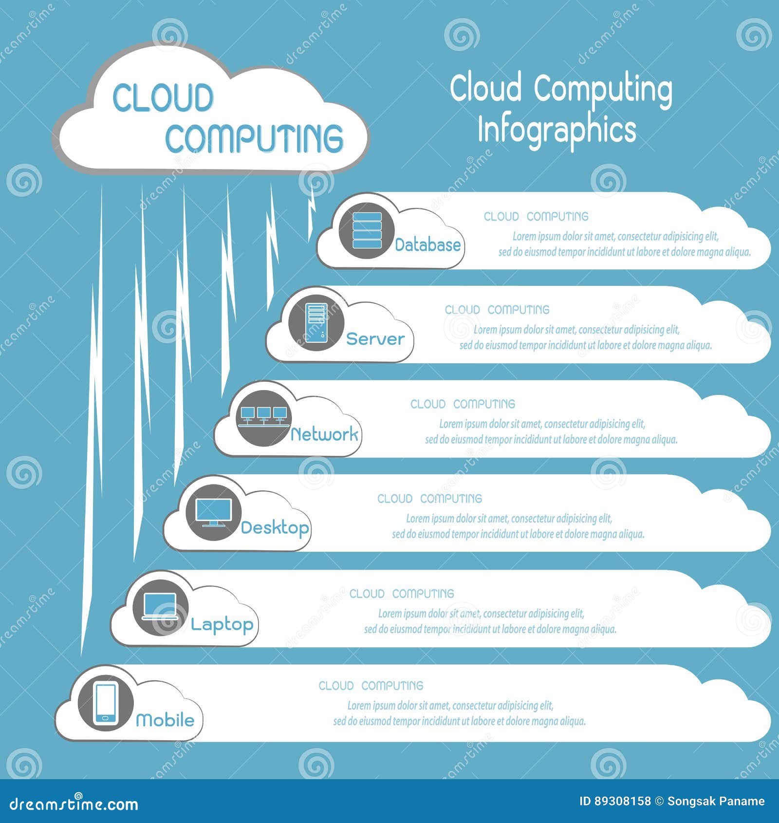 Communication through Cloud Computing Info Graphics Stock Vector ...