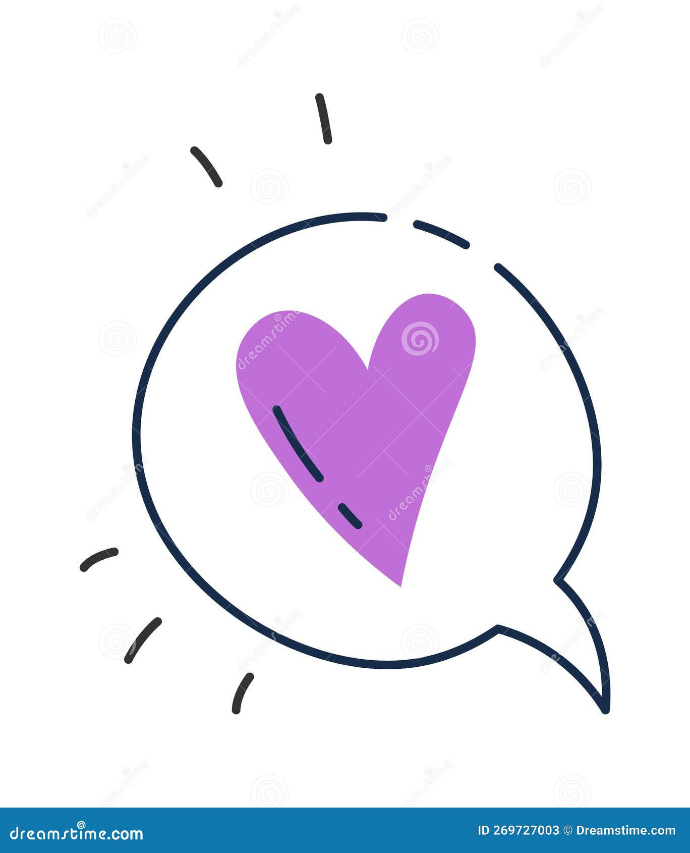 Communication Cloud with Heart Symbol Flat Icon Greeting and Invitation ...