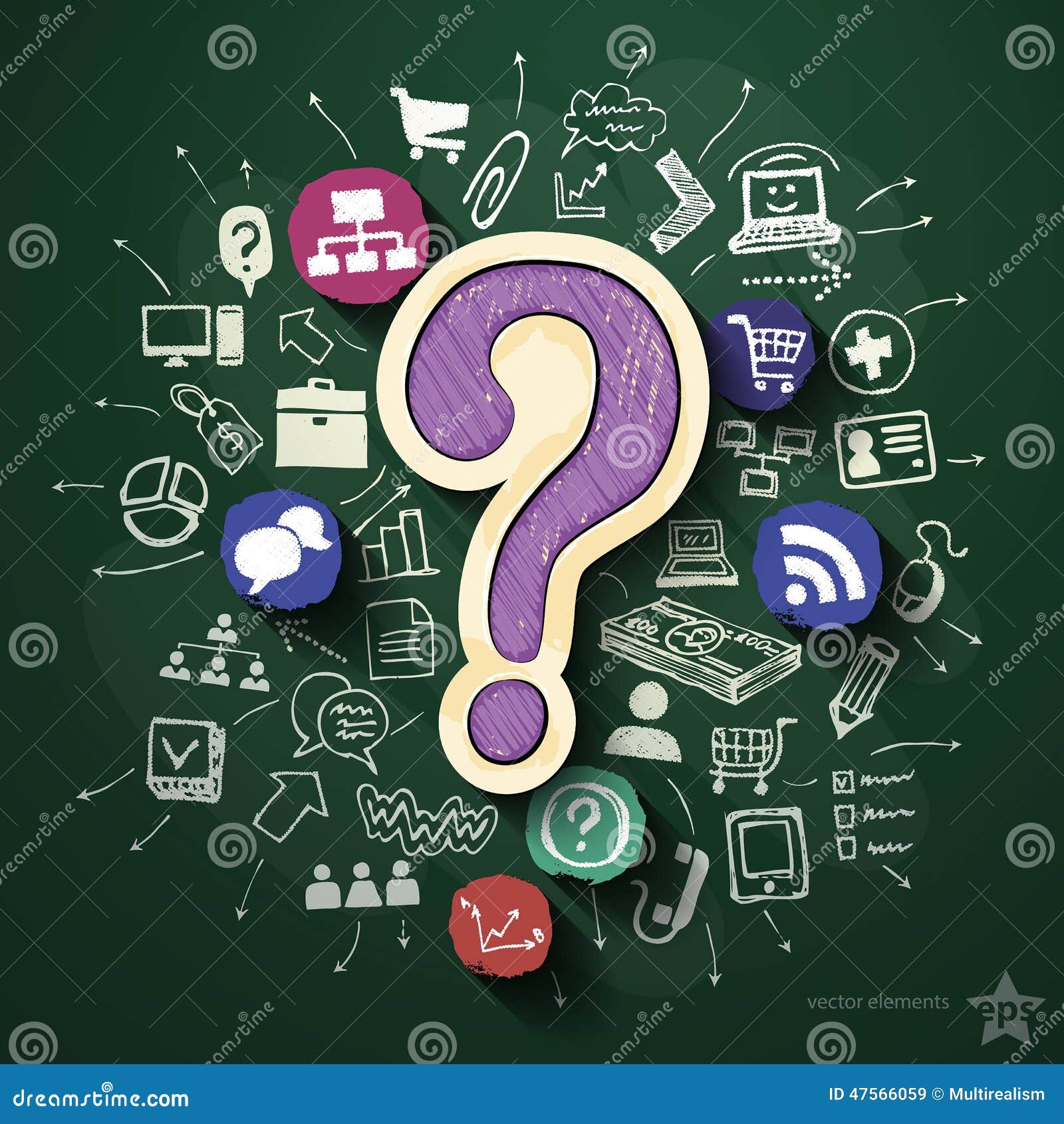 Communication Collage with Icons on Blackboard Stock Vector ...