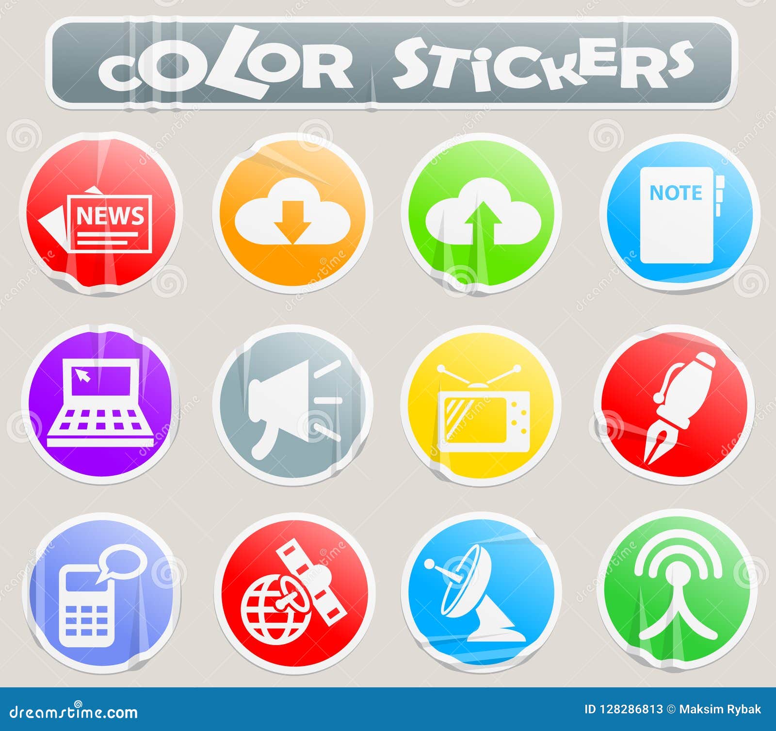Communication Color Stickers Stock Vector - Illustration of paper ...