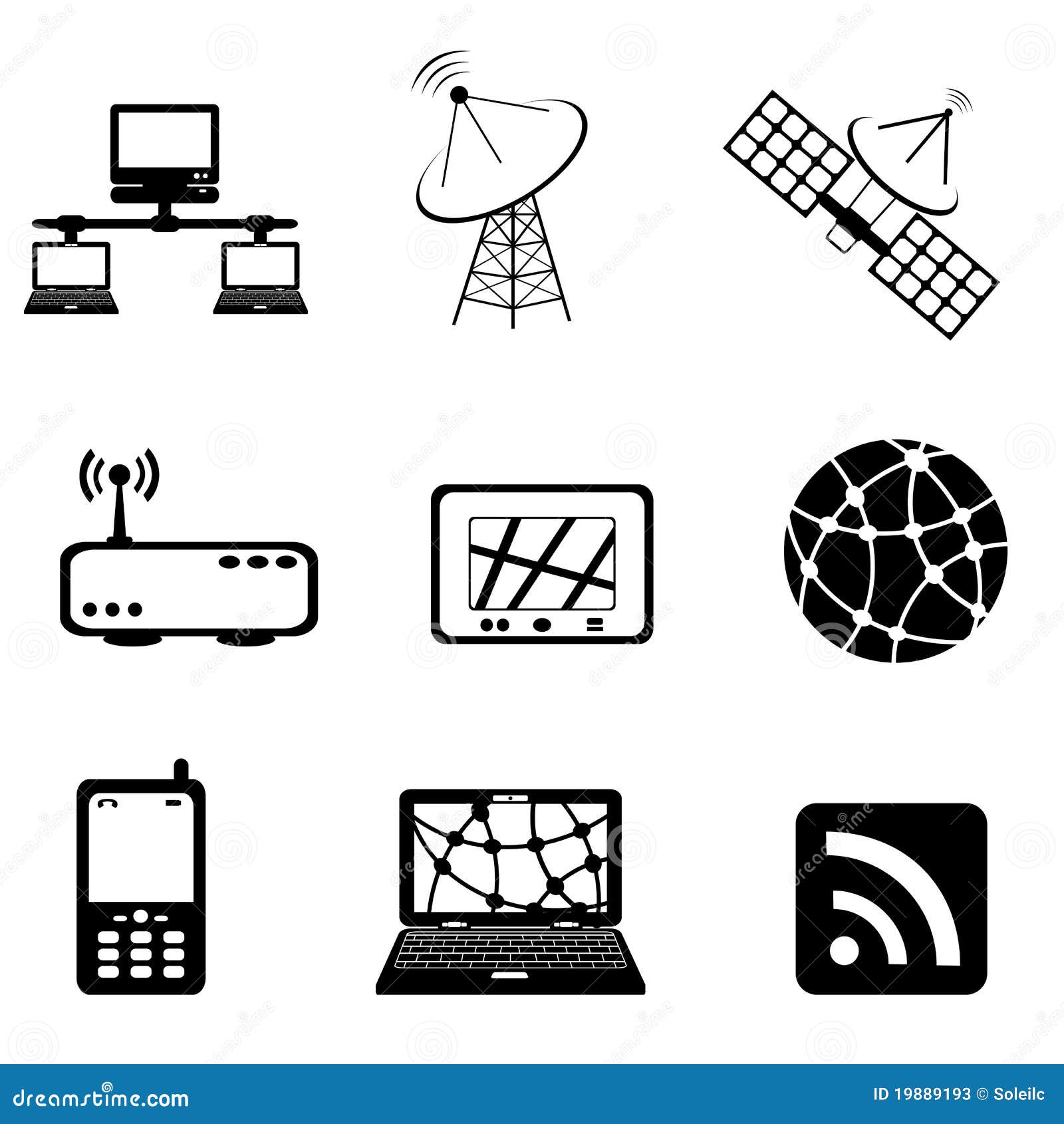 Communication and Computer Icon Set Stock Vector - Illustration of ...
