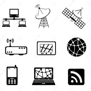Communication and Computer Icon Set Stock Vector - Illustration of ...