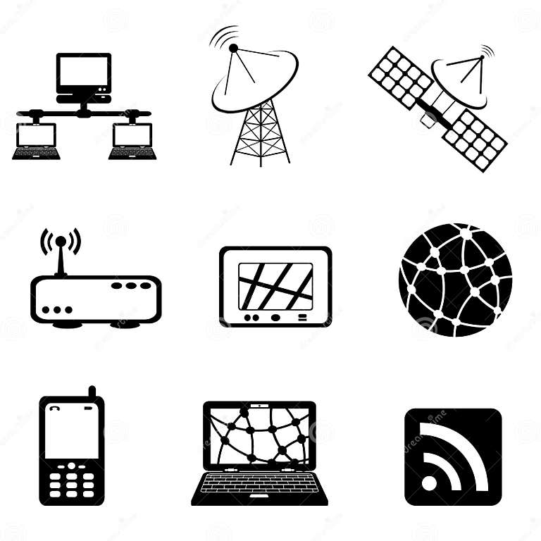 Communication and Computer Icon Set Stock Vector - Illustration of ...