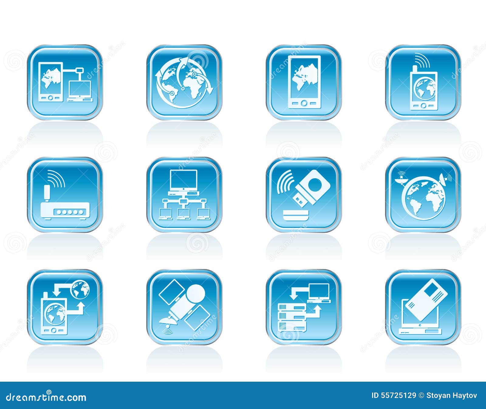 Communication, Computer and Mobile Phone Icons Stock Vector ...
