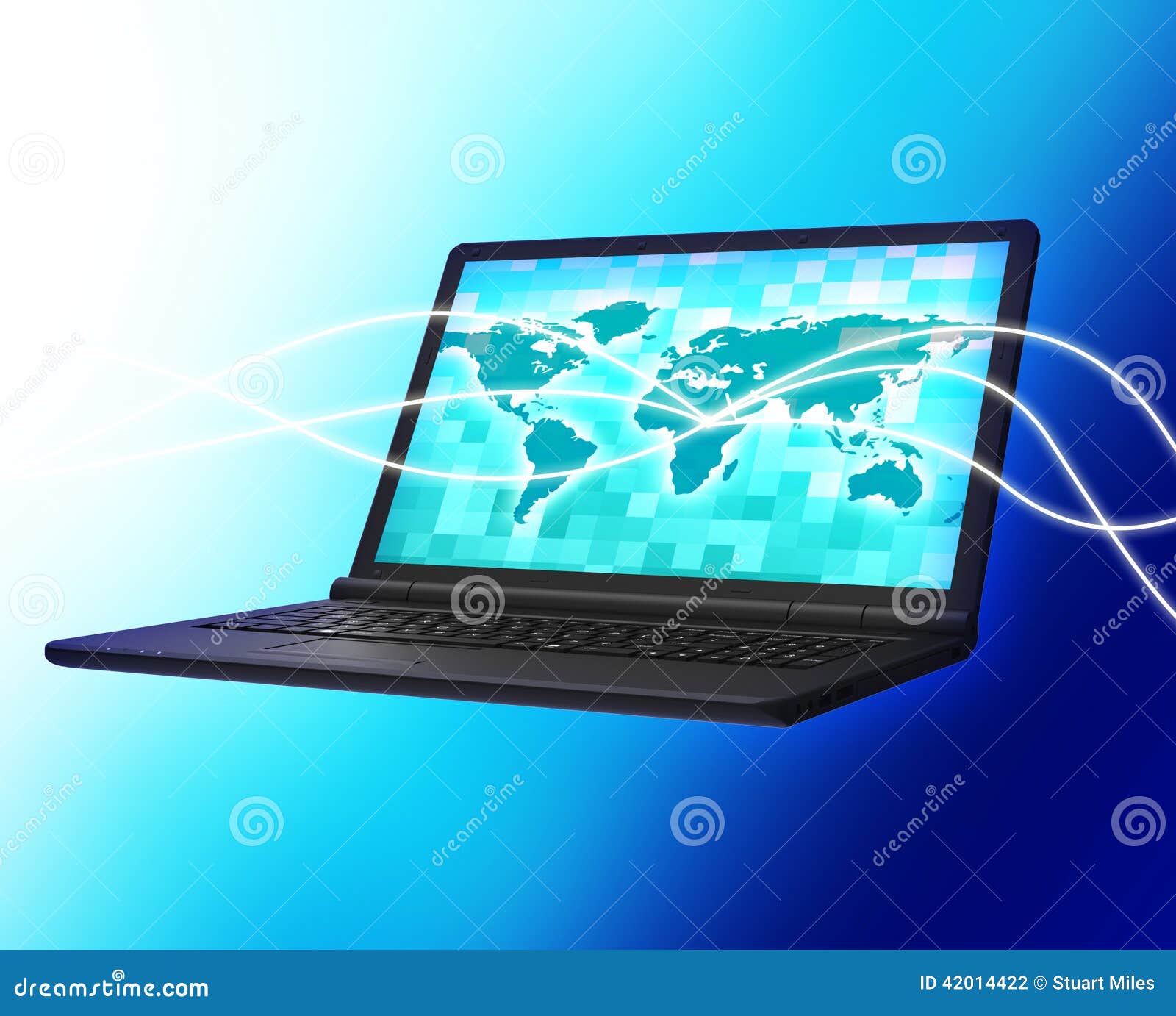 Communication Computer Represents Portable Network and Monitor Stock ...