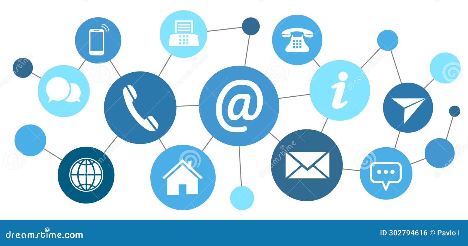 Communication Concept with Connected Contact Icons Set, Address ...