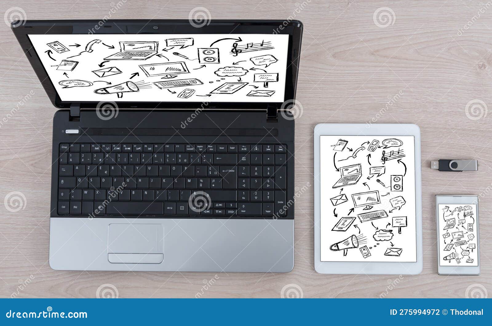 Communication Concept on Different Devices Stock Photo - Image of ...