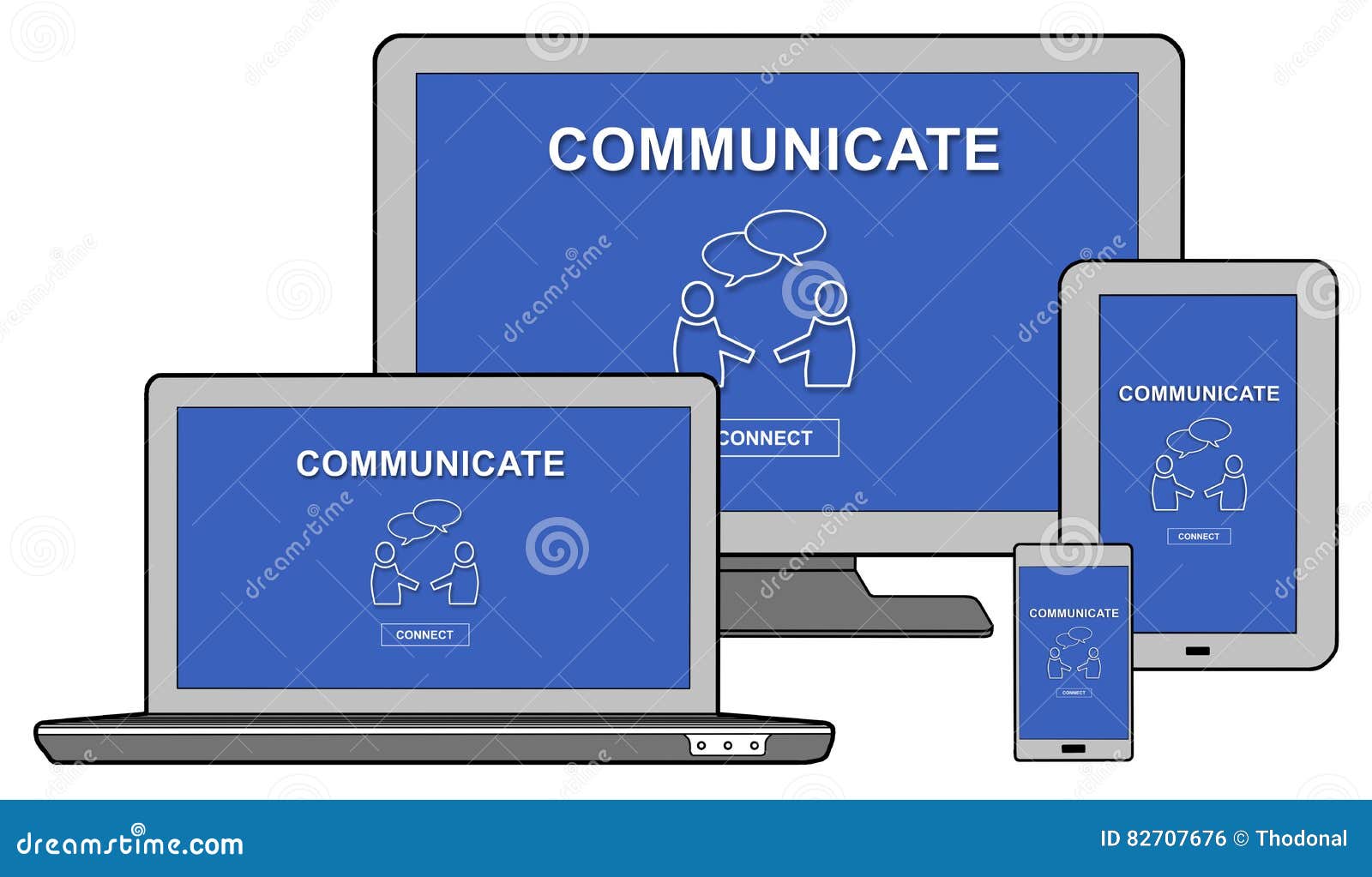 Communication Concept on Different Devices Stock Illustration ...