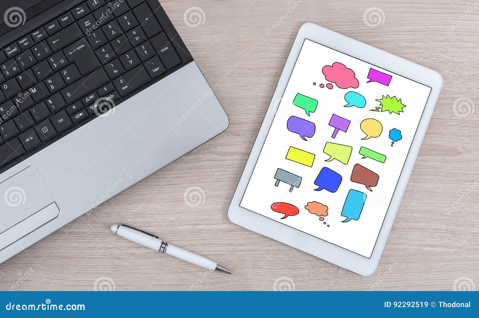 Communication Concept on a Digital Tablet Stock Image - Image of speak ...
