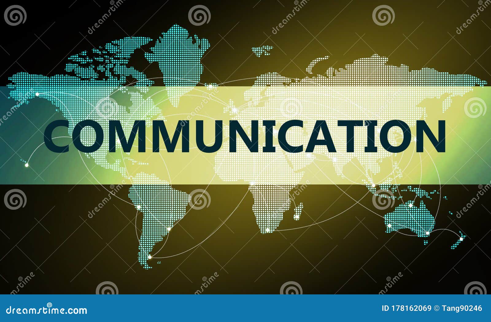 Communication Concept with Global World Map Stock Illustration ...