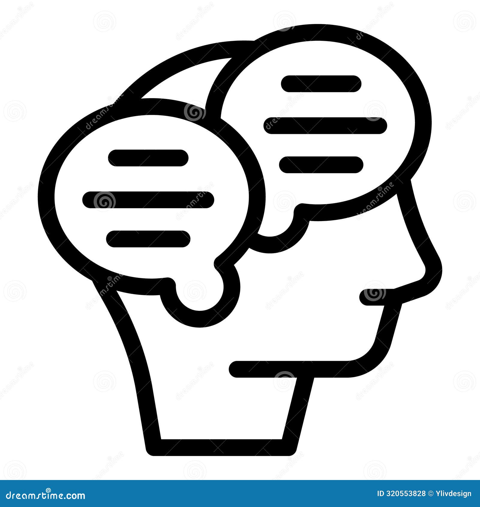 Communication Concept with Head and Speech Bubbles Icon Stock Vector ...