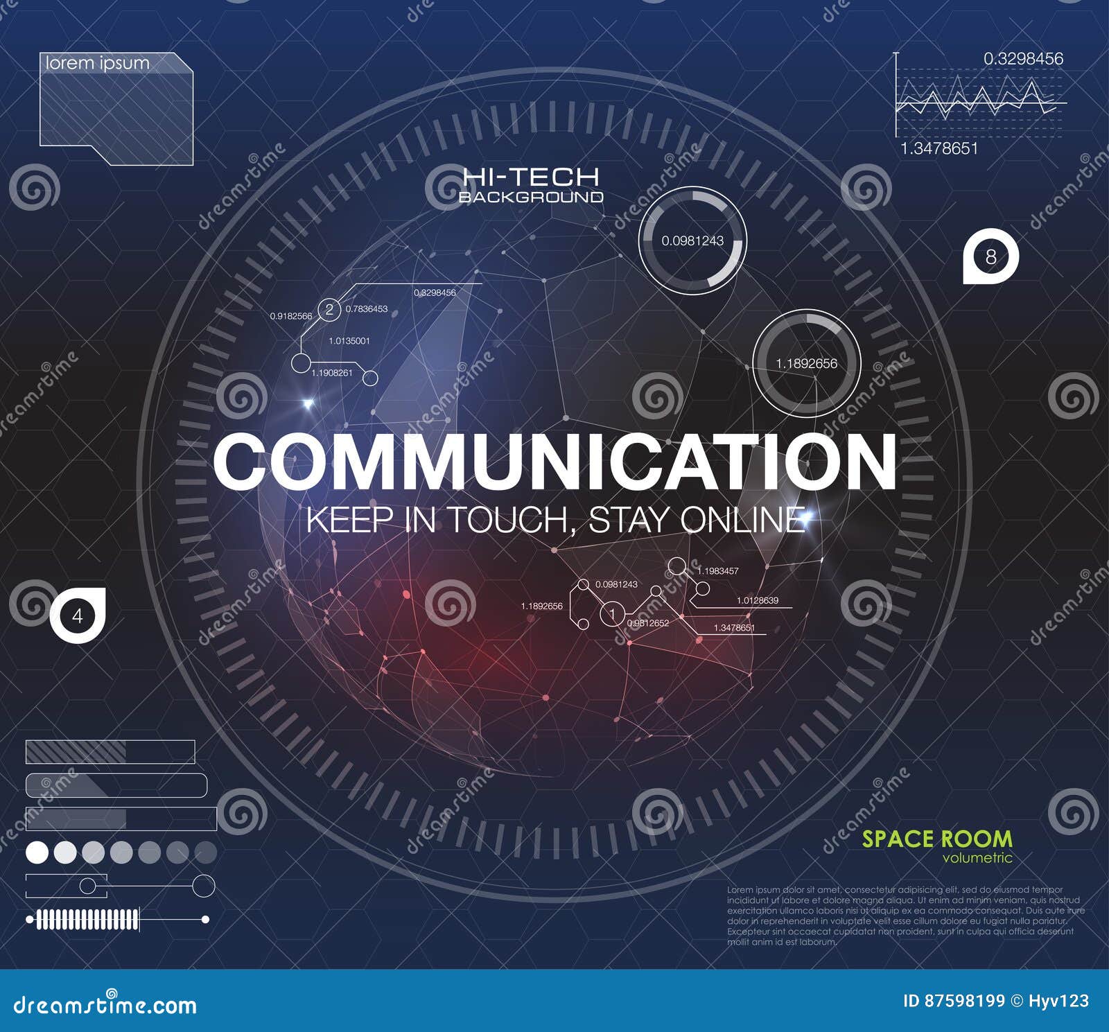 Communication Concept in HUD Style. the Word `communication` HUD Design ...