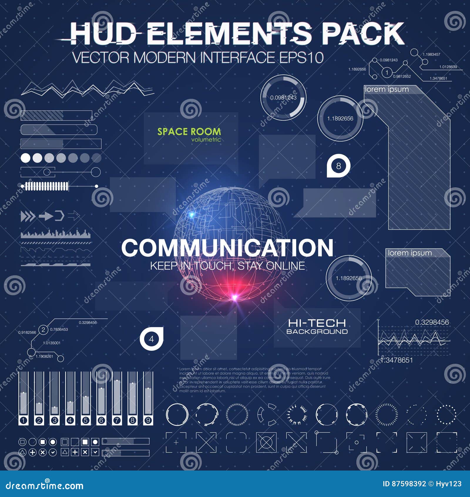 Communication Concept in HUD Style. the Word `communication` HUD Design ...