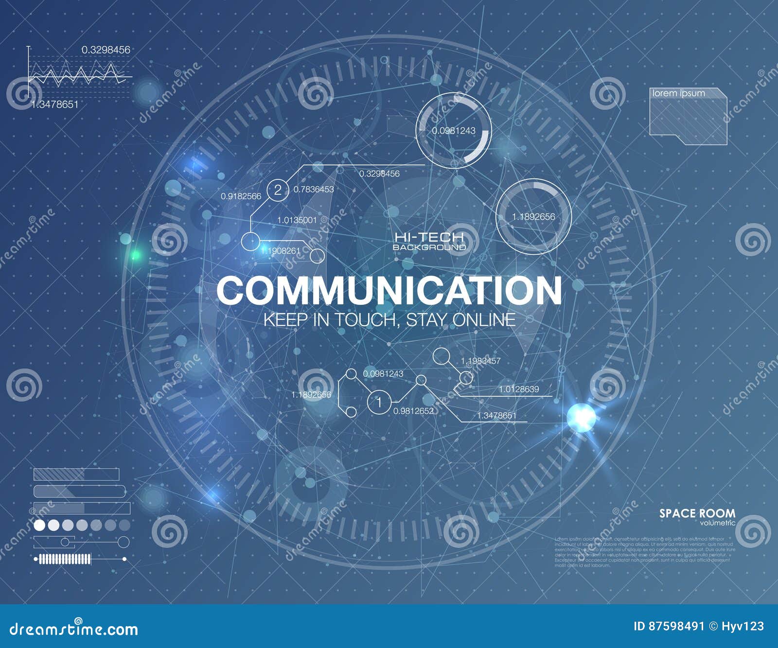 Communication Concept in HUD Style. the Word `communication` HUD Design ...