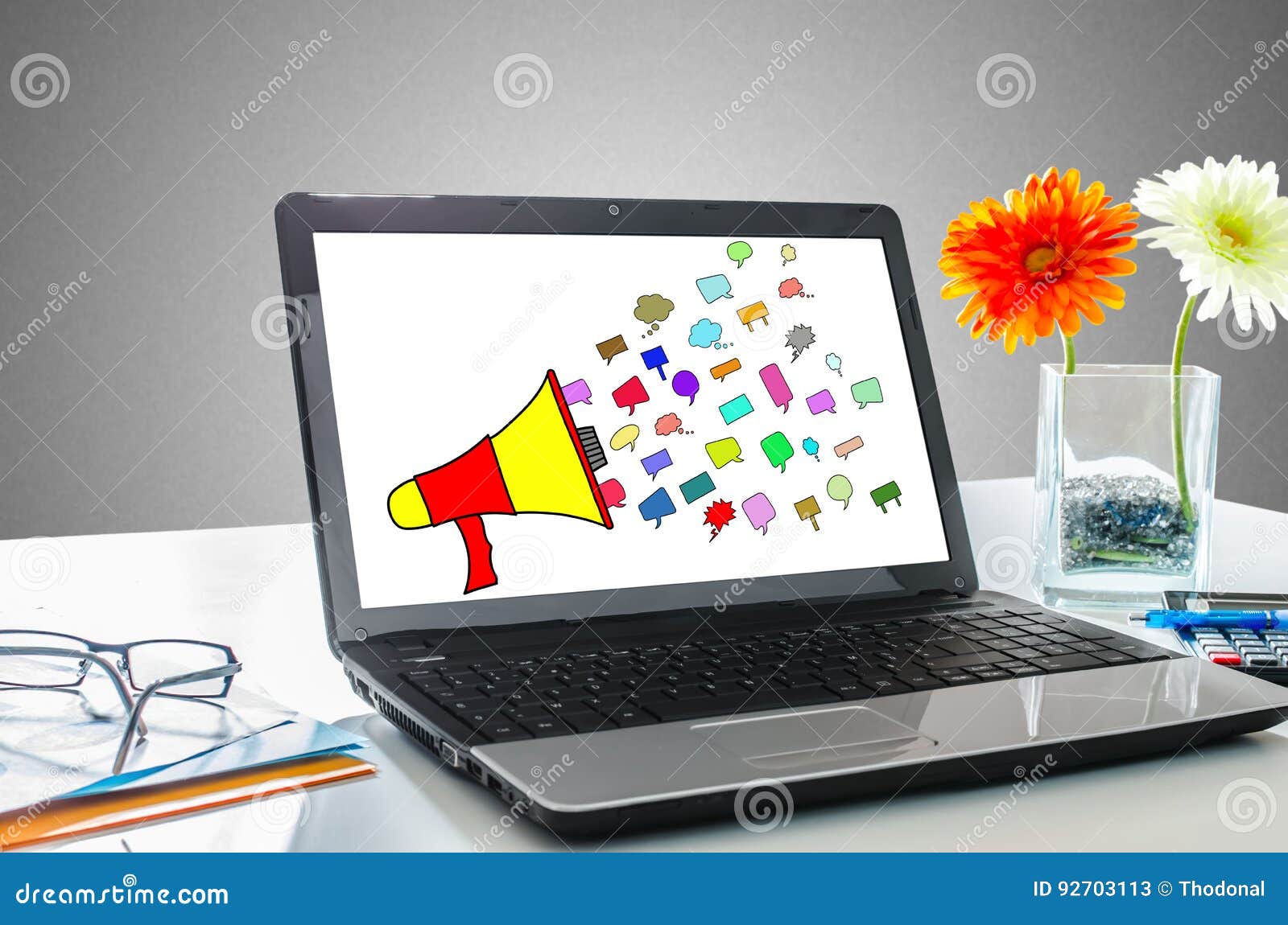 Communication Concept on a Laptop Screen Stock Image - Image of chat ...