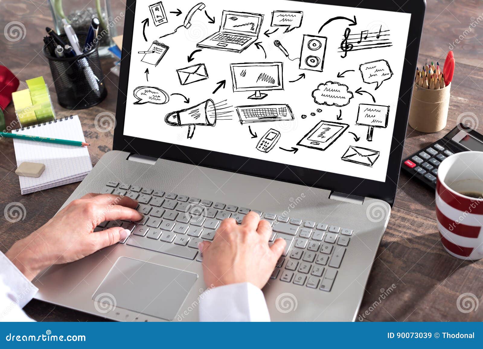 Communication Concept on a Laptop Screen Stock Image - Image of ...