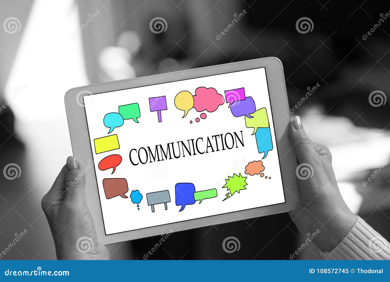 Communication Concept on a Tablet Stock Image - Image of communication ...
