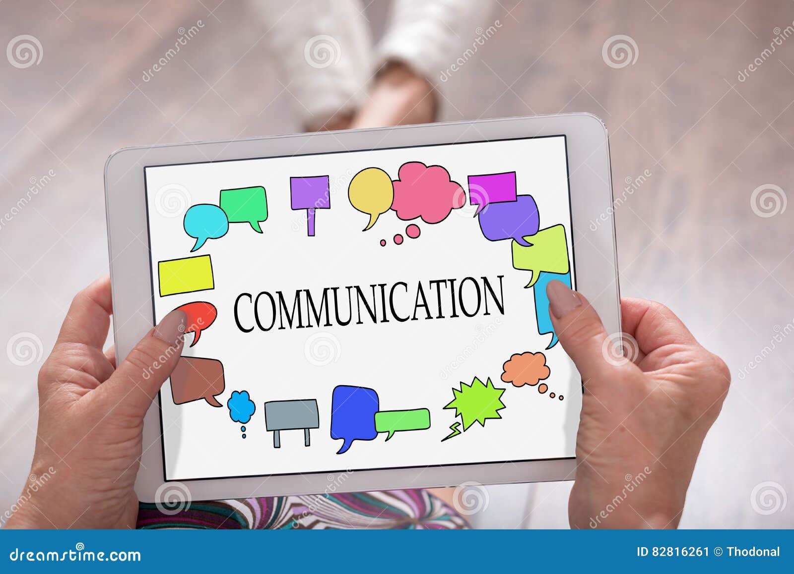 Communication Concept on a Tablet Stock Image - Image of chat, design ...