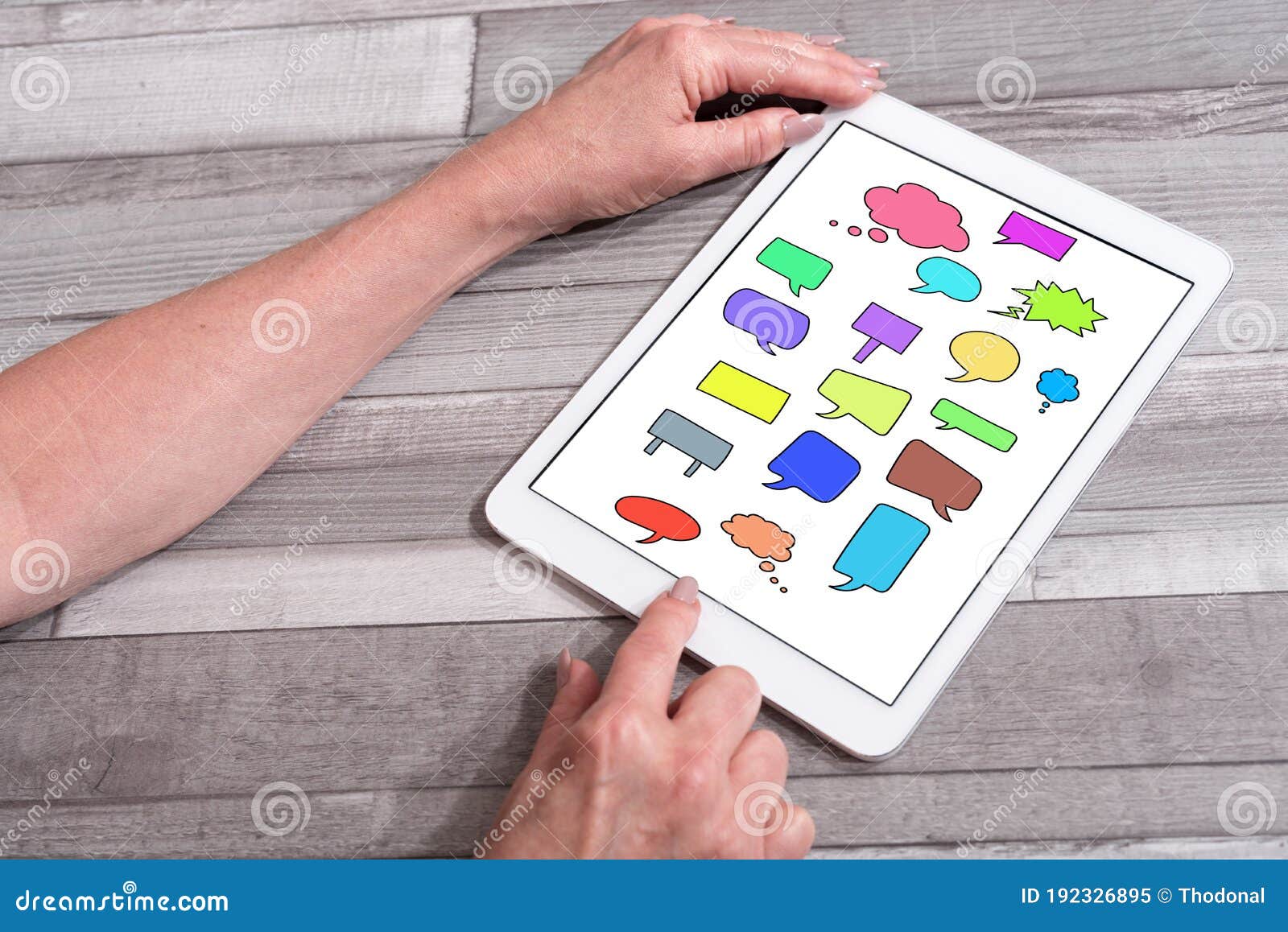 Communication Concept on a Tablet Stock Image - Image of discussion ...