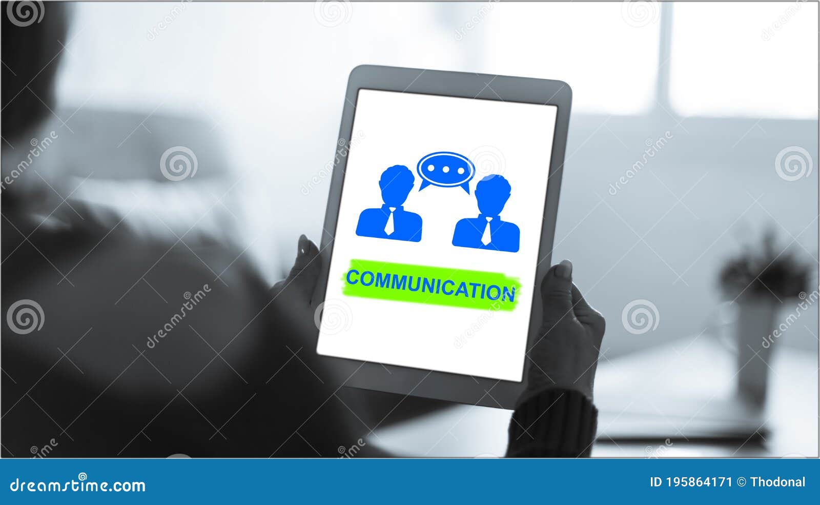 Communication Concept on a Tablet Stock Image - Image of conversation ...
