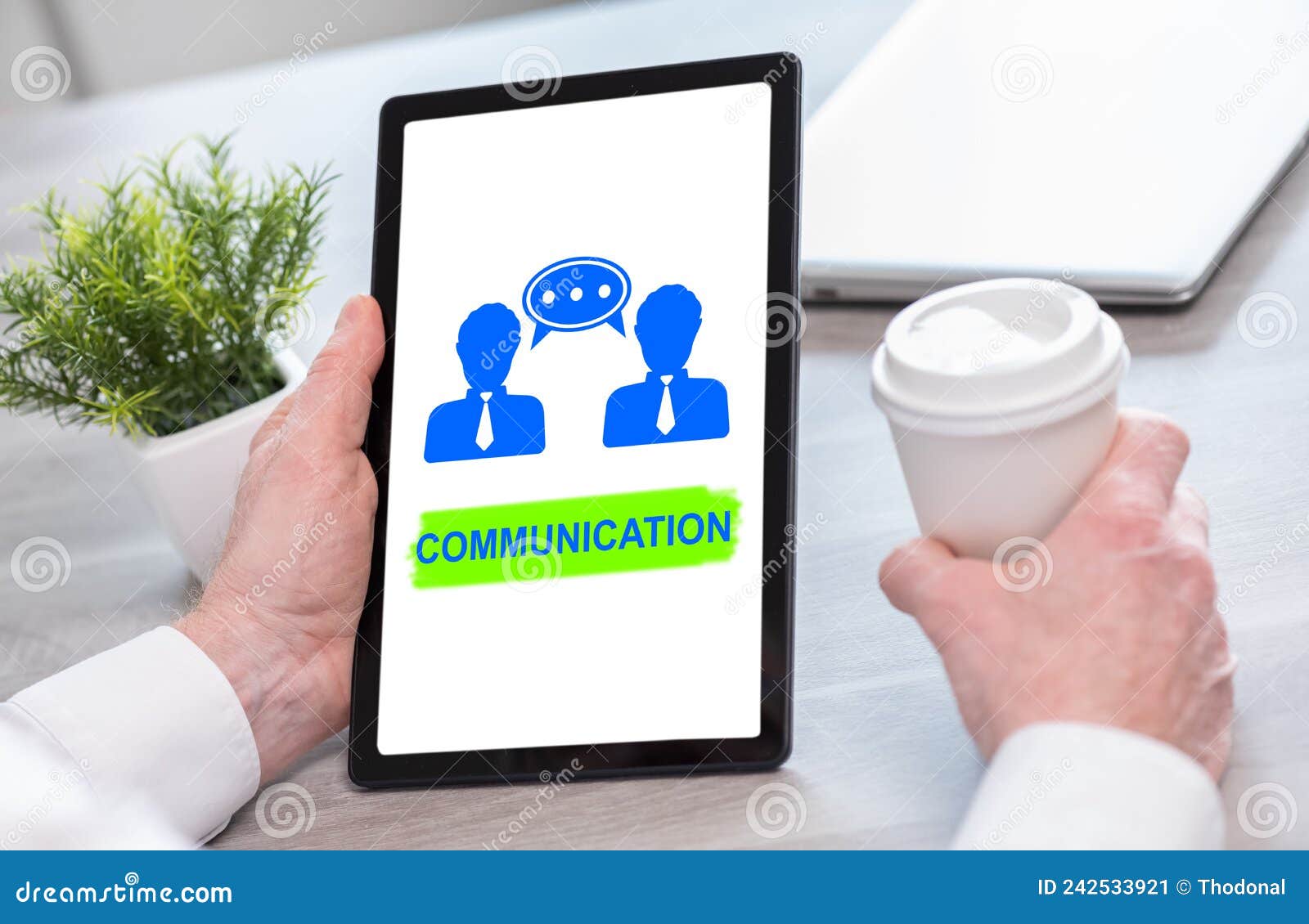Communication Concept on a Tablet Stock Image - Image of information ...