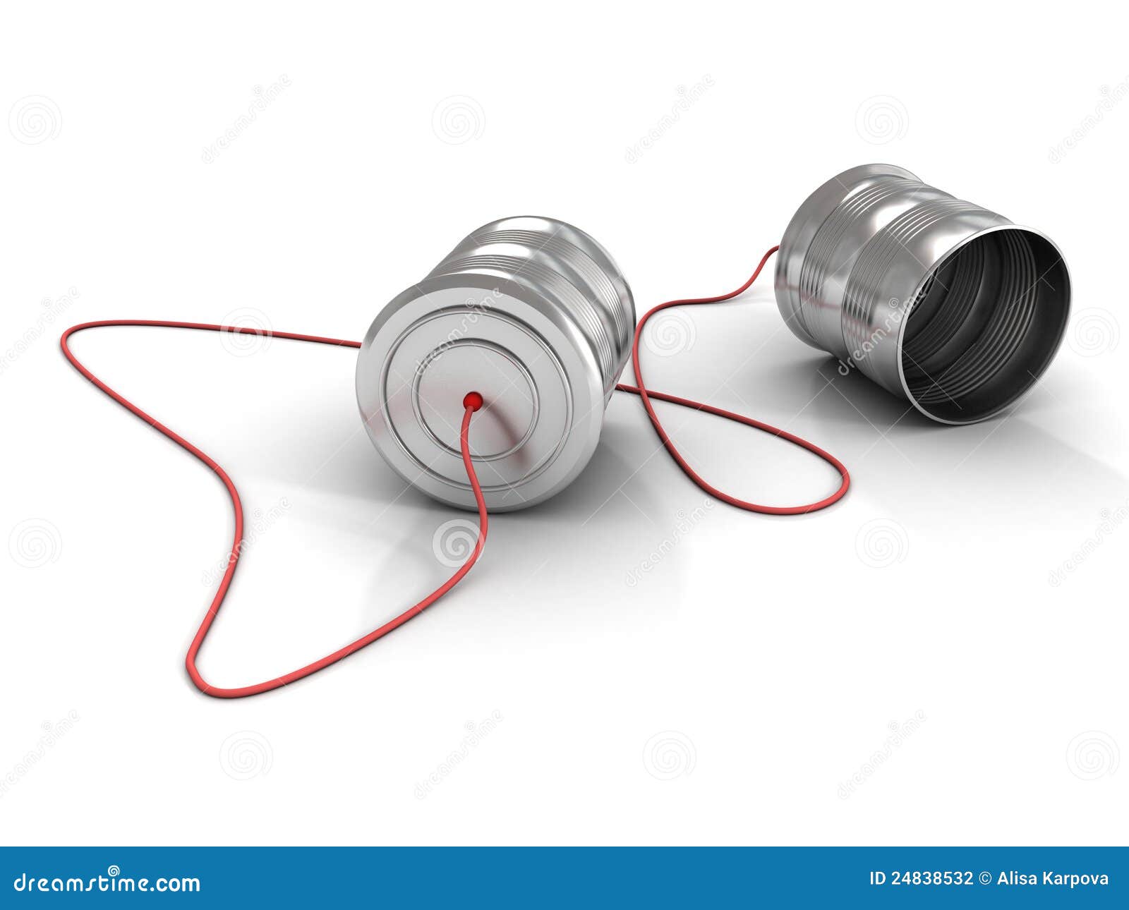 Communication Concept with Tin Can Phone on White Stock Photo - Image ...