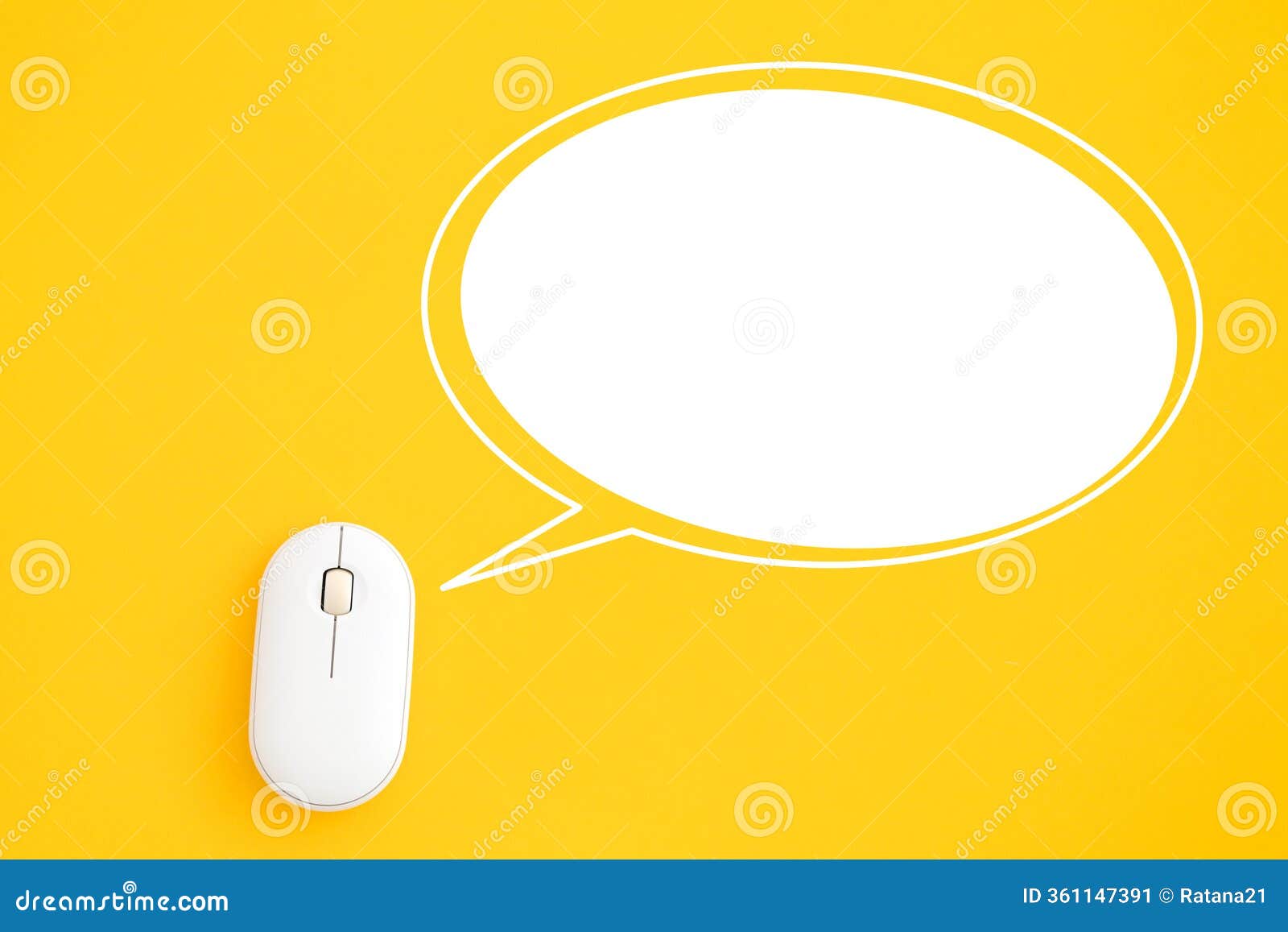 Communication Concept, Top View of White Mouse with Blank White Speech ...