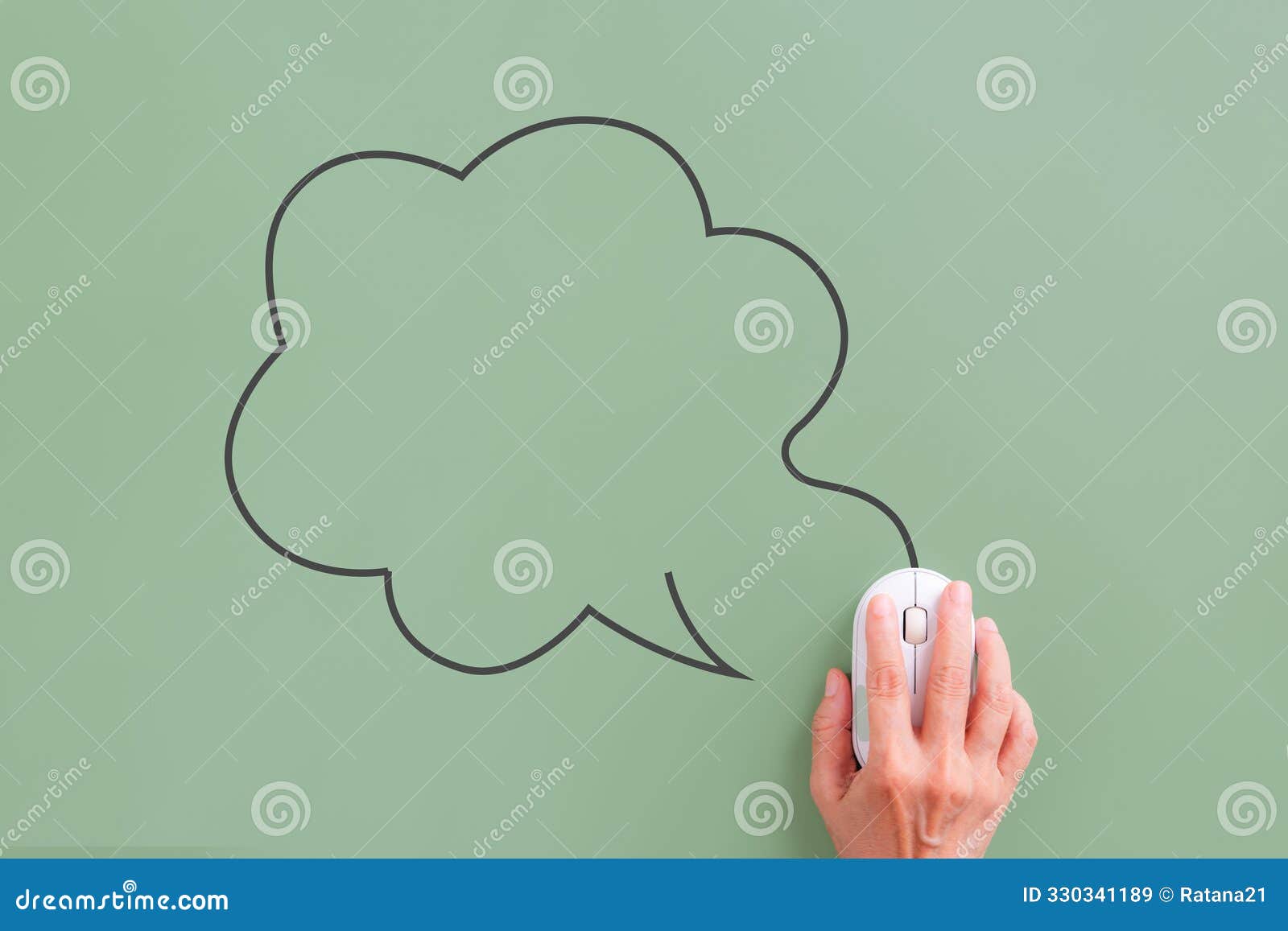 Communication Concept, Top View of White Mouse and Hand with Blank ...