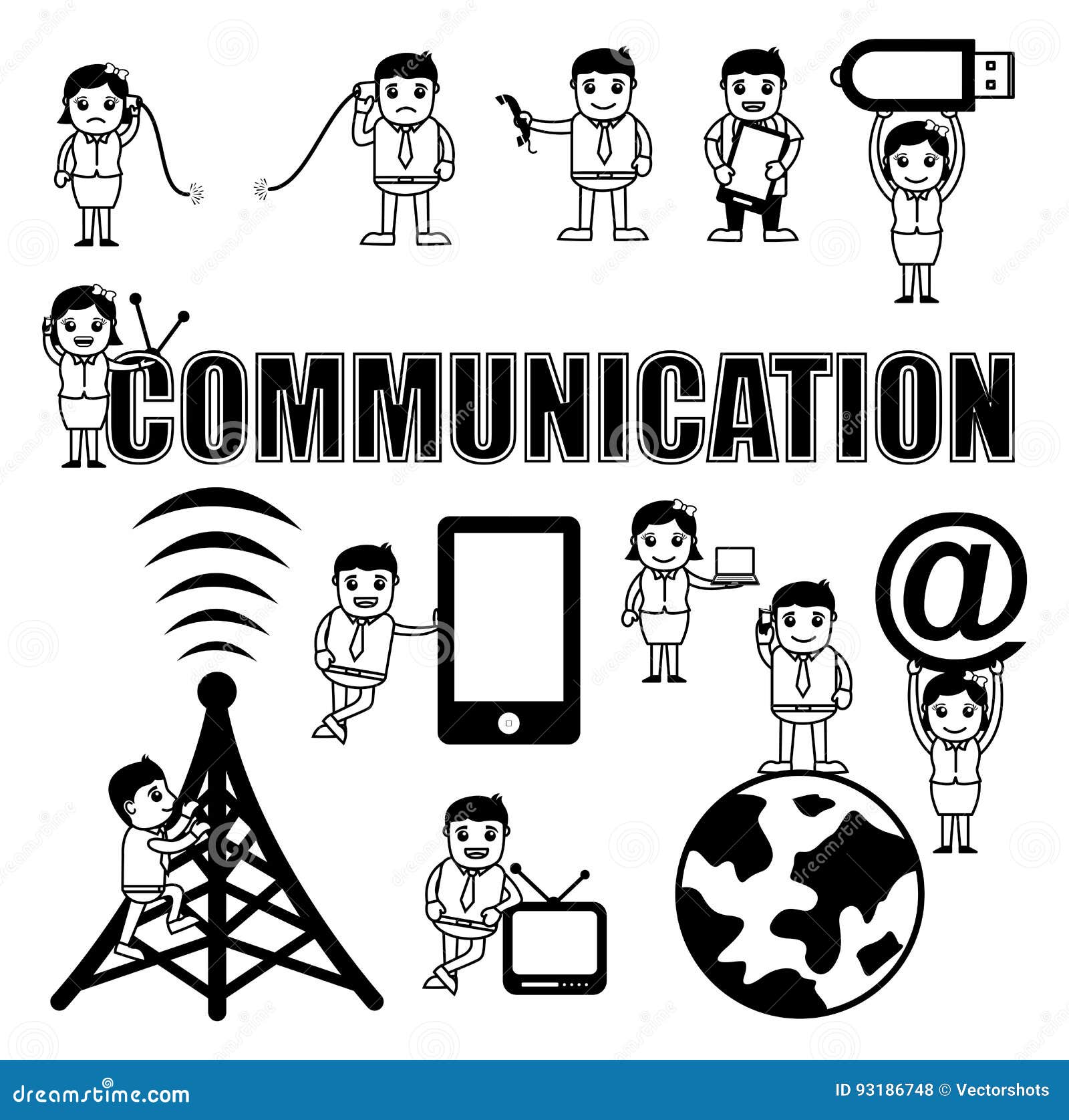 Communication Concepts Cartoon Vectors Stock Vector - Illustration of ...