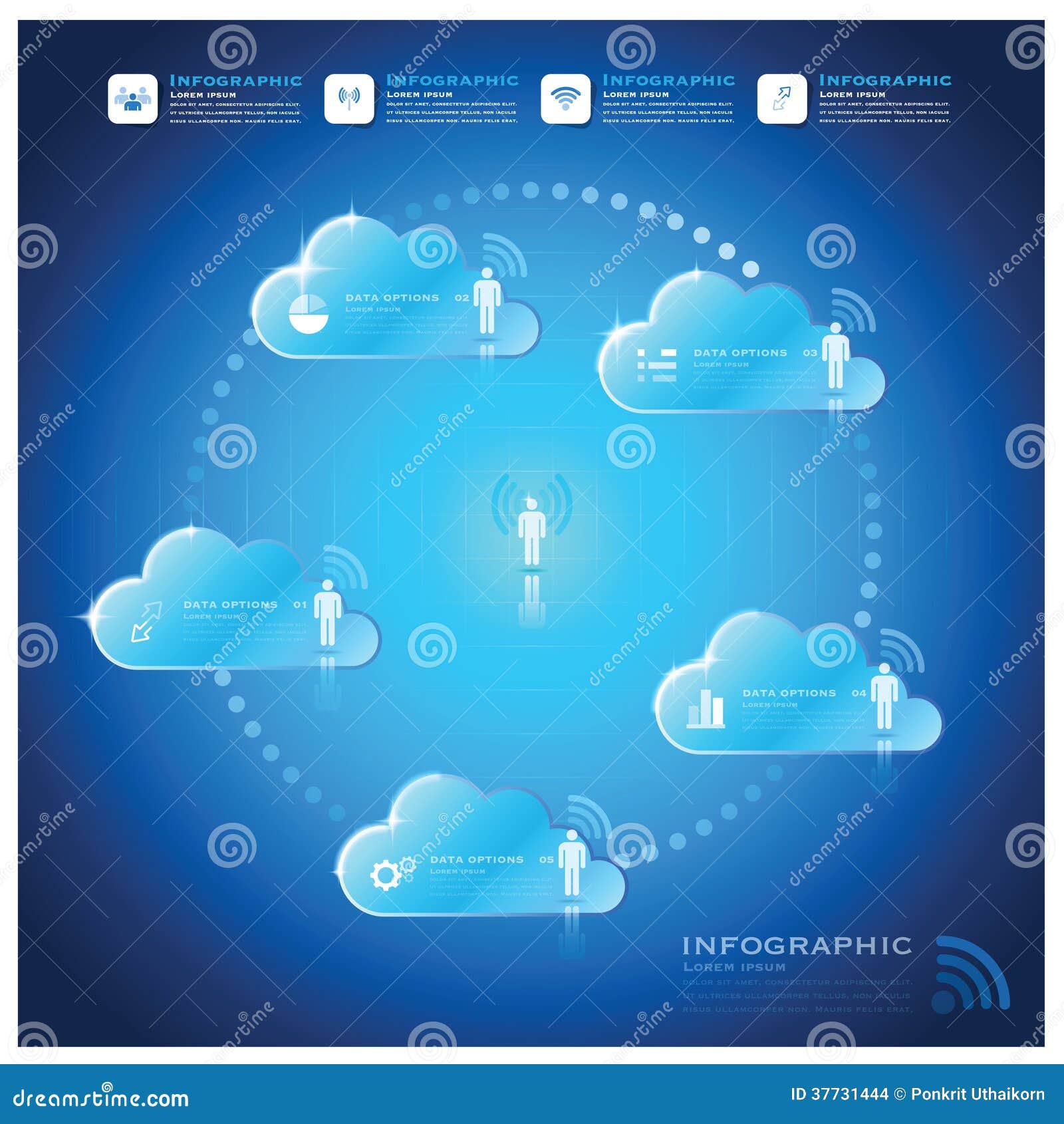 Communication Connection Cloud Shape Business Infographic Design Stock ...