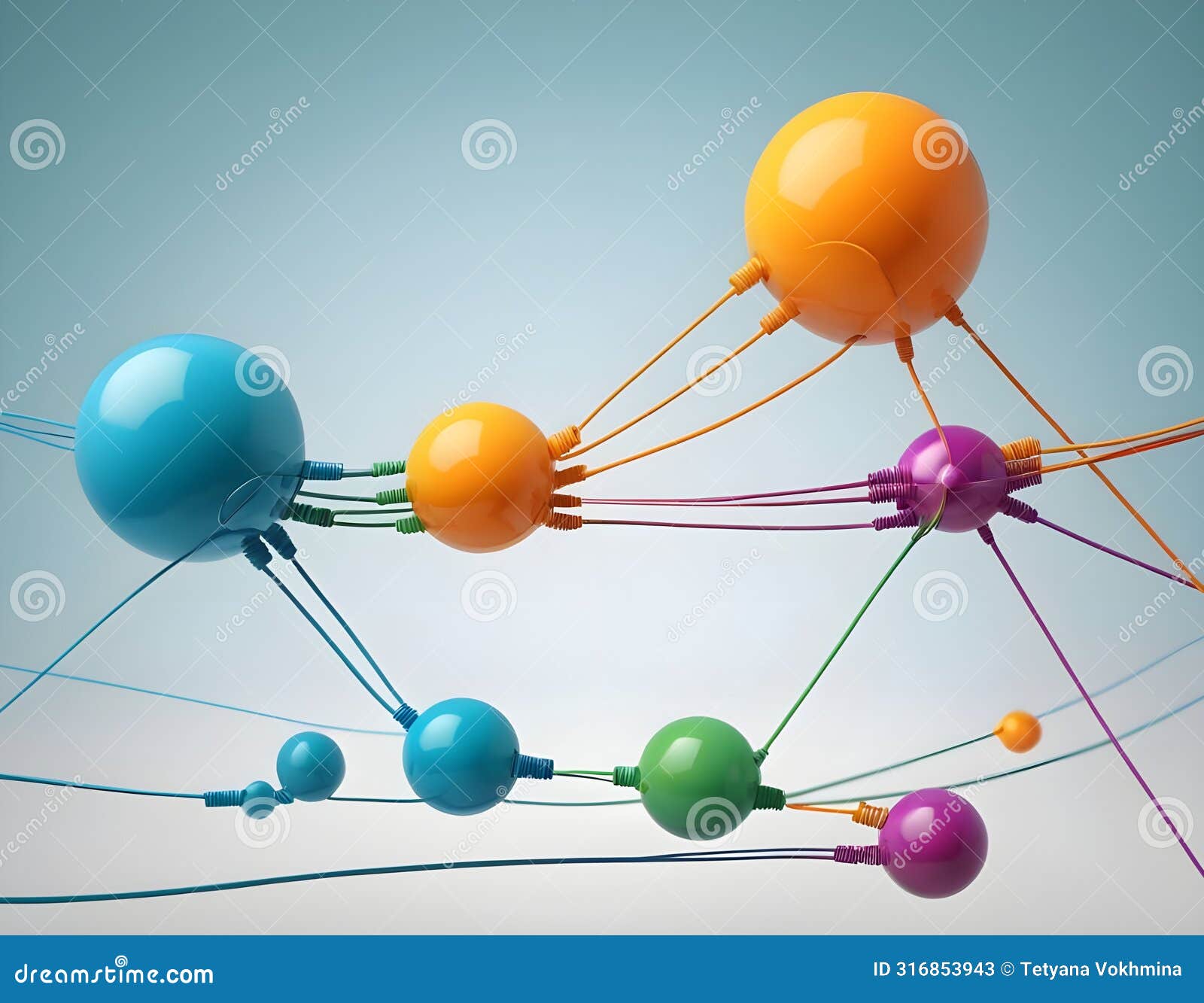 Communication and Connection Concept with Color Spheres Connected by ...