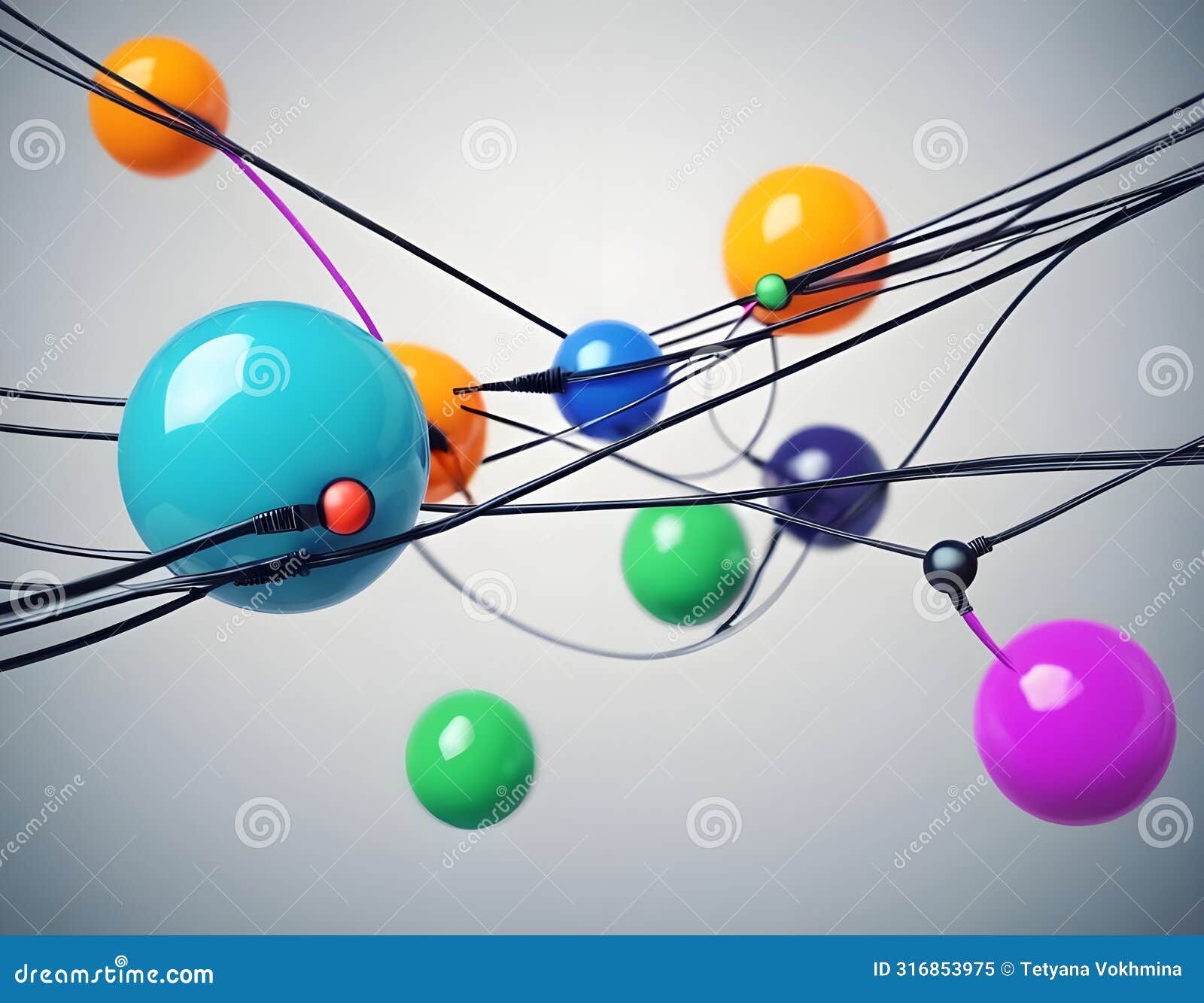 Communication and Connection Concept with Color Spheres Connected by ...