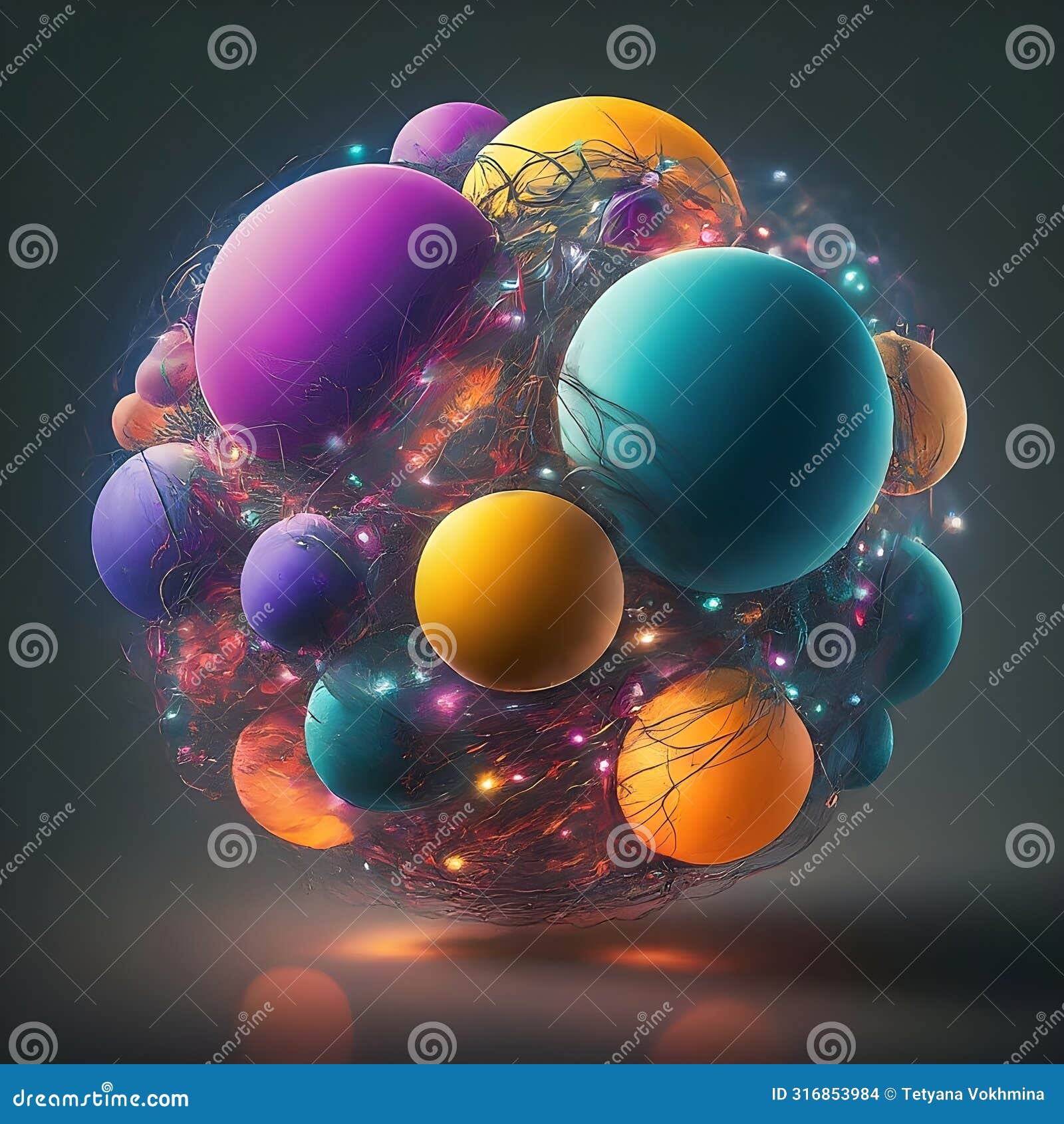 Communication and Connection Concept with Color Spheres Connected by ...